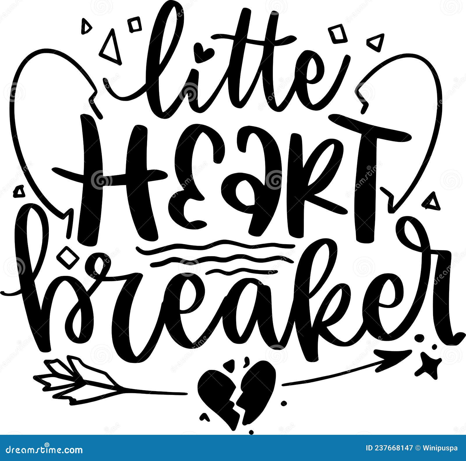 Little Heart Breaker Quotes, Valentine Lettering Quotes Stock Vector ...