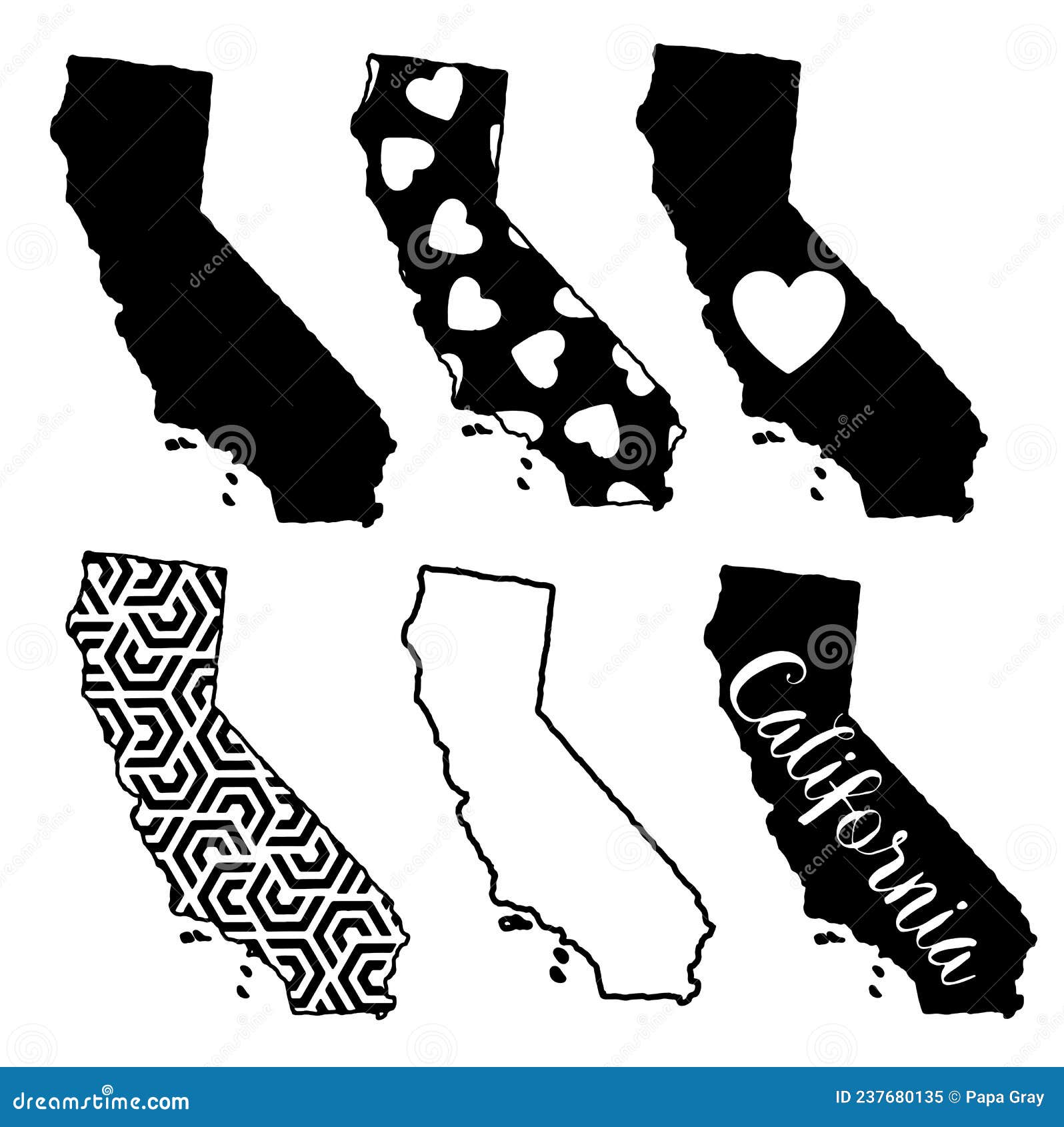 California State Shape Vector Pack Stock Vector - Illustration of ...