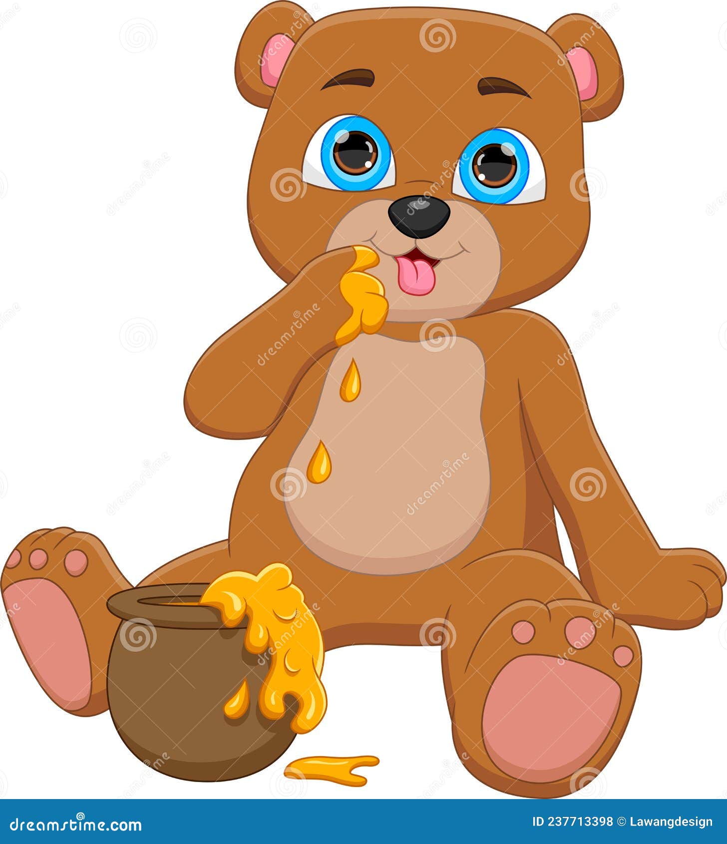 Cartoon Cute Bear with Honey Stock Vector - Illustration of love ...
