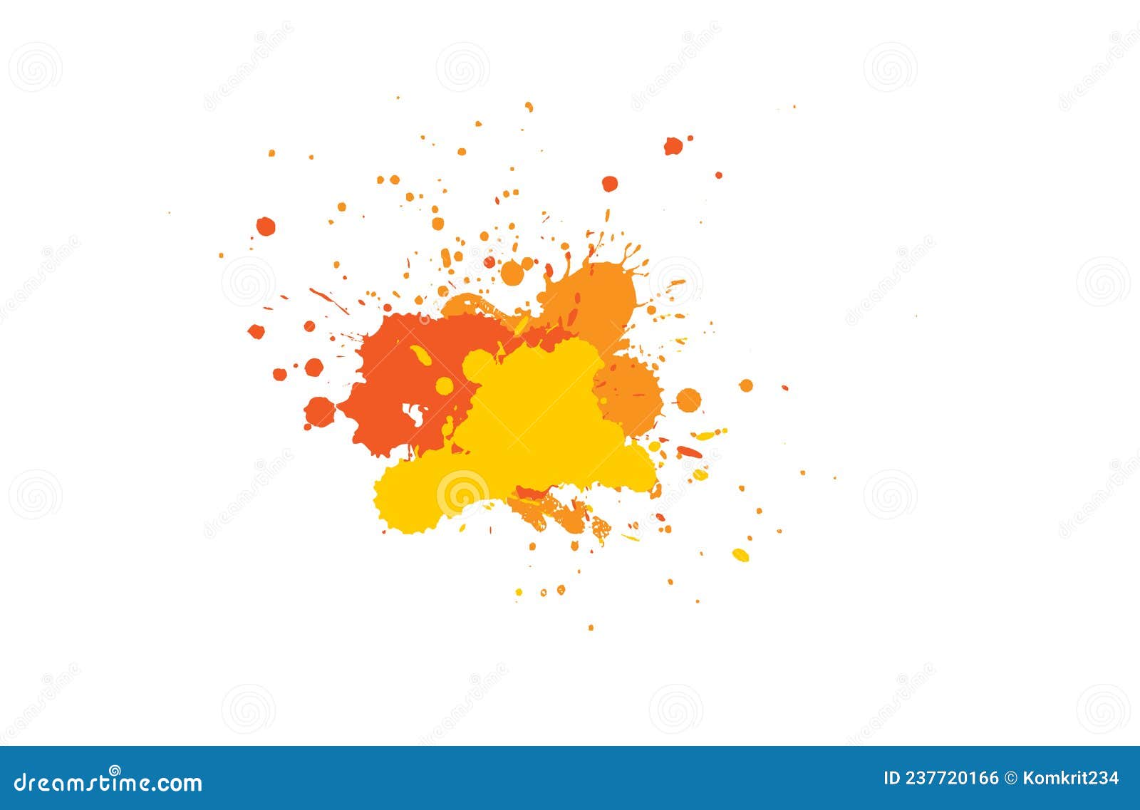 Splatter Orange Color Painting Ink Drops And Splashes. Blotter Spots ...