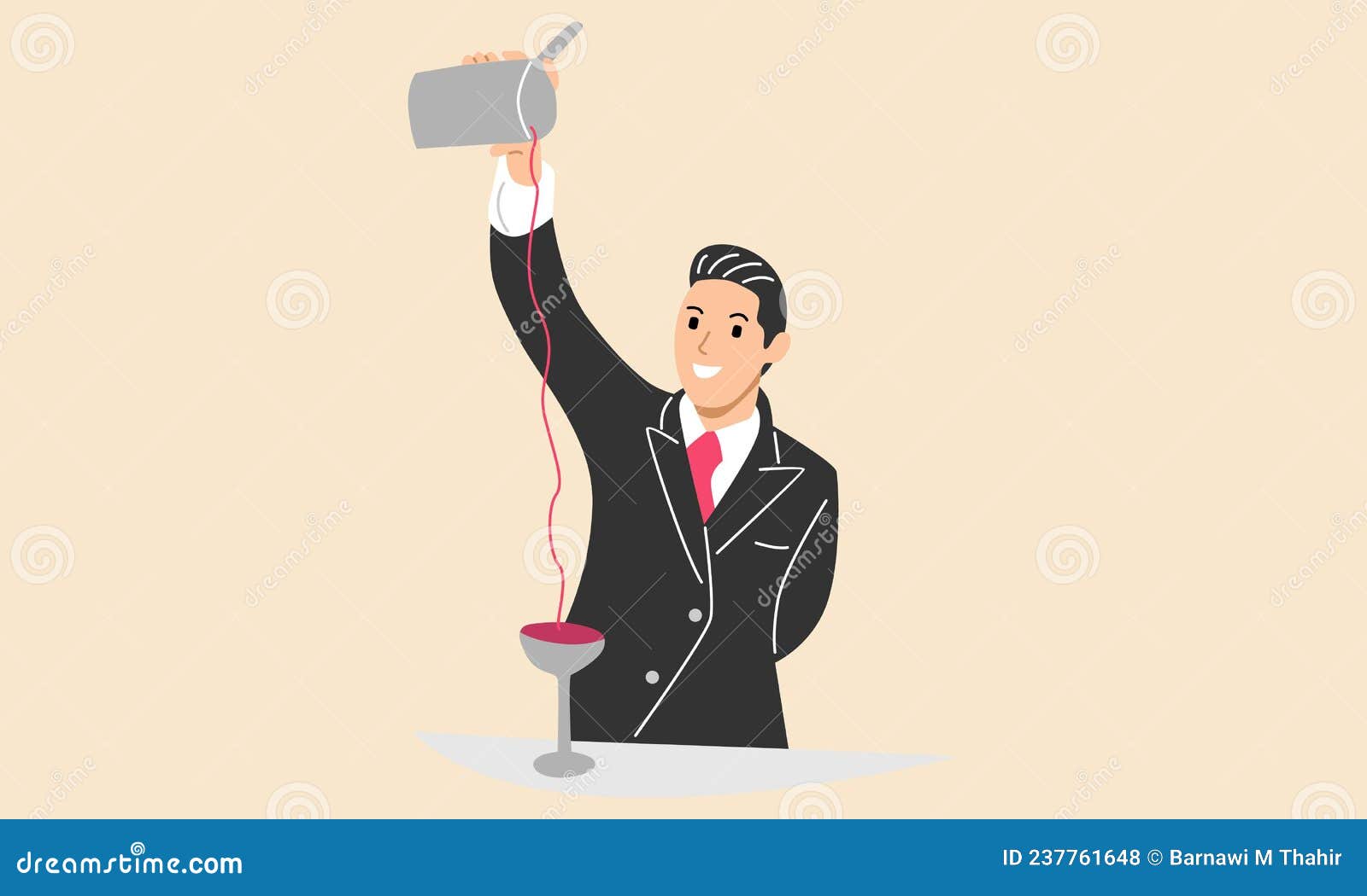 Male Bartender Pouring a Cocktail, a Man Serving at the Bar Stock ...