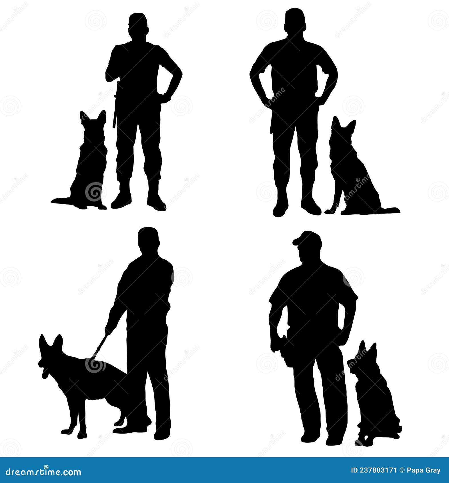 Police K9 Dog Unit Silhouette Pack Stock Vector - Illustration of ...