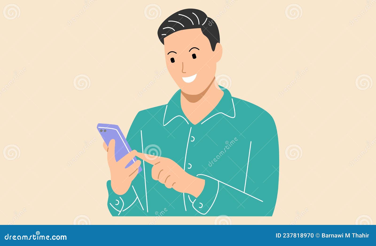 Man Using Smartphone Vector Flat Illustration Stock Vector ...