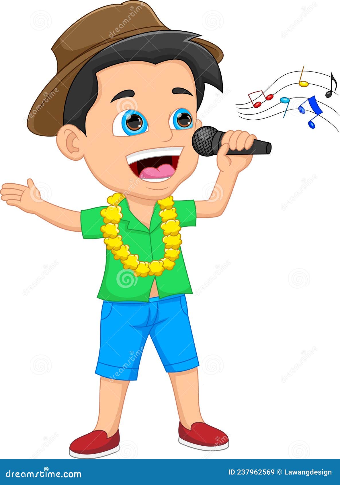 Cartoon Boy Singing on White Background Stock Vector - Illustration of ...