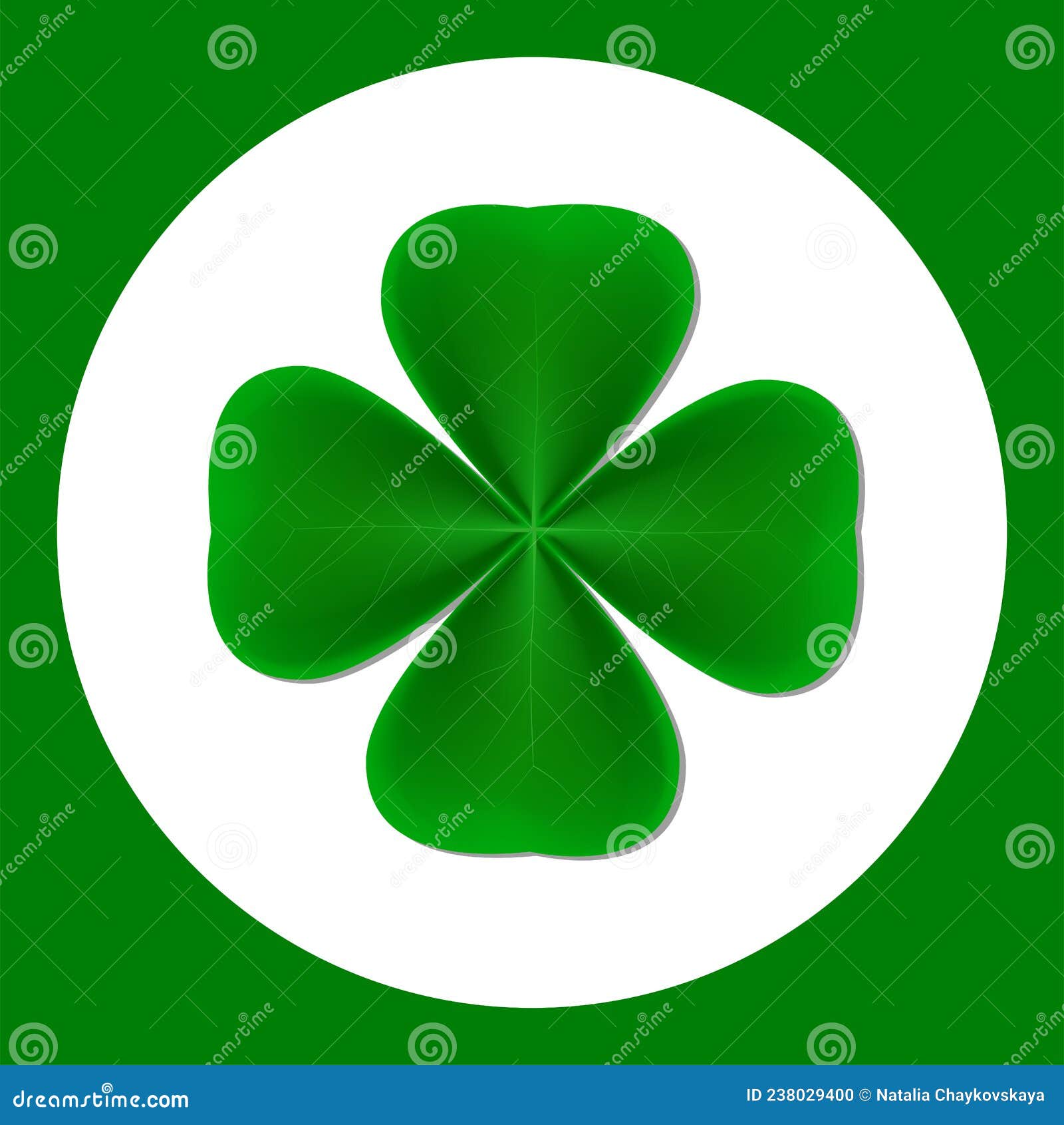 Four-leaf Clover in a White Circle, Vector Illustrations Stock ...