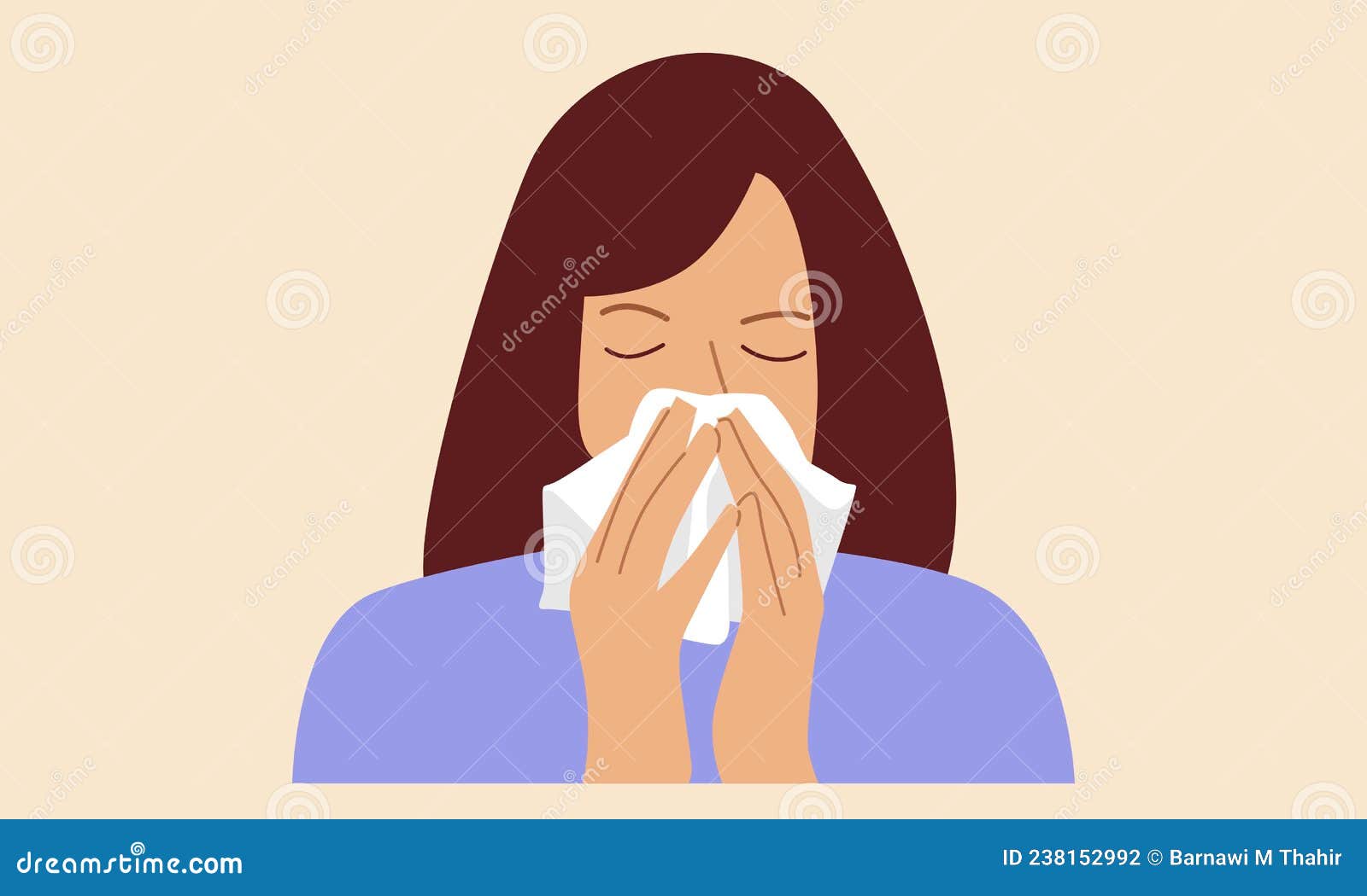 Cold, Flu. Girl with Handkerchief Stock Vector - Illustration of cough ...