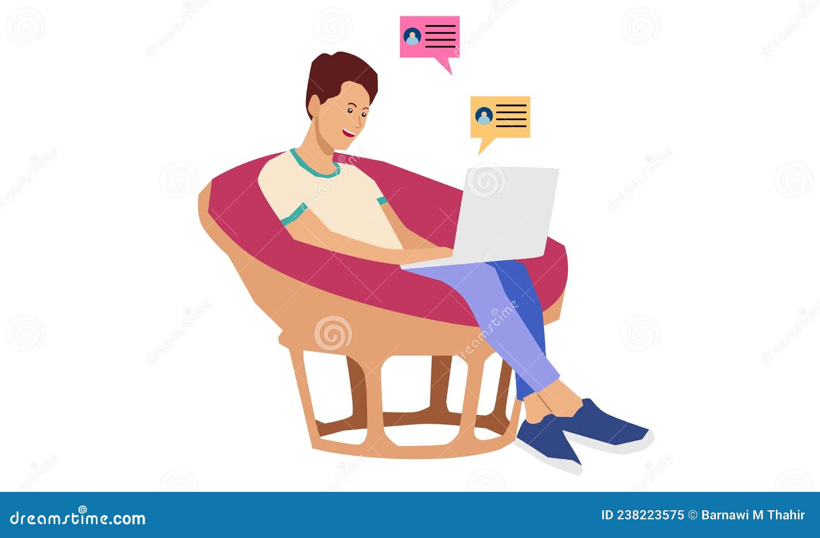 Freelancer Working Remotely from Home Stock Vector - Illustration of ...
