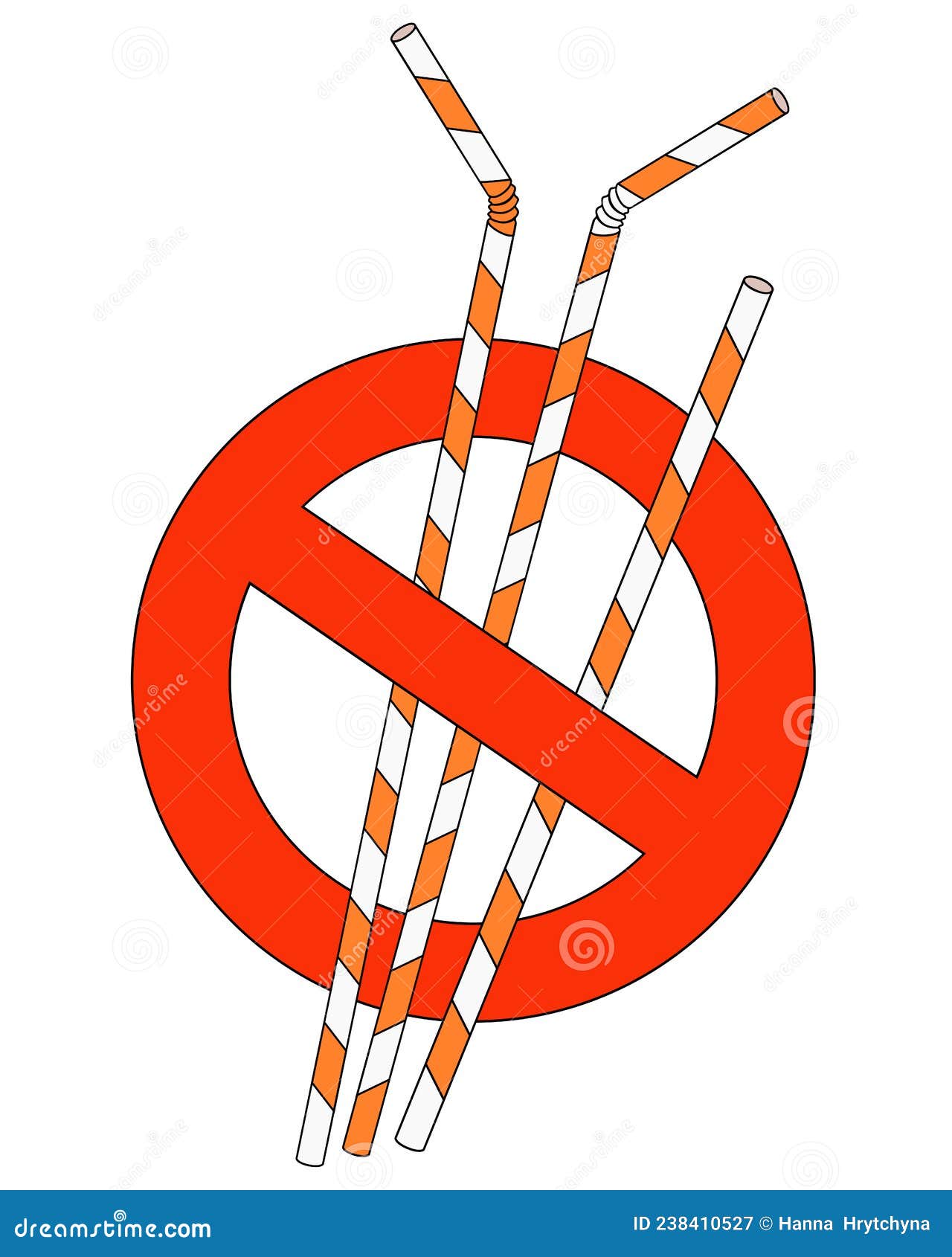 Sign Prohibiting the Use of Plastic Drinking Straws - Vector Full Color ...