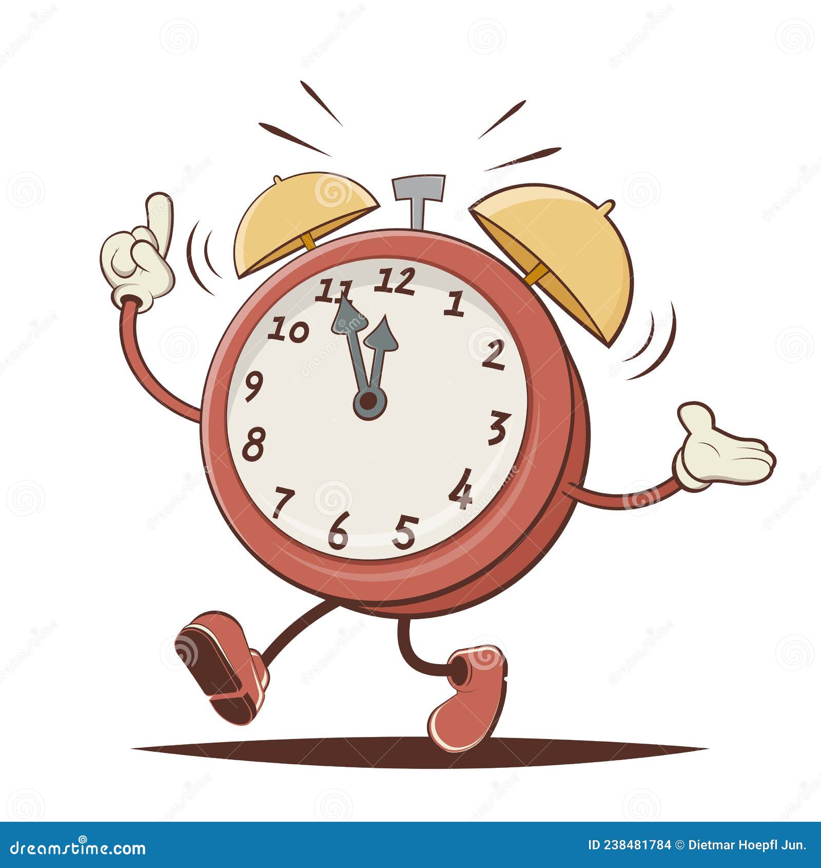 Funny Cartoon Illustration of a Walking Alarm Clock Stock Vector ...