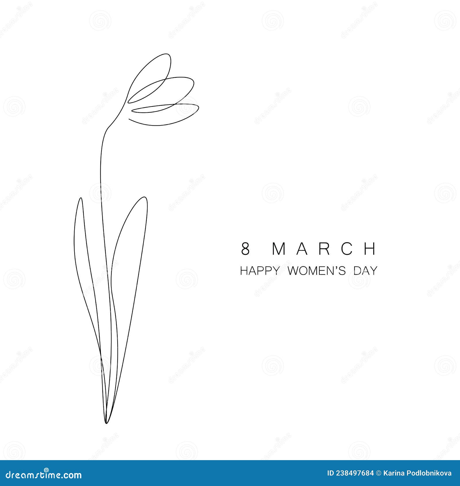 8 March Card Line Drawing, Vector Illustration Stock Vector ...