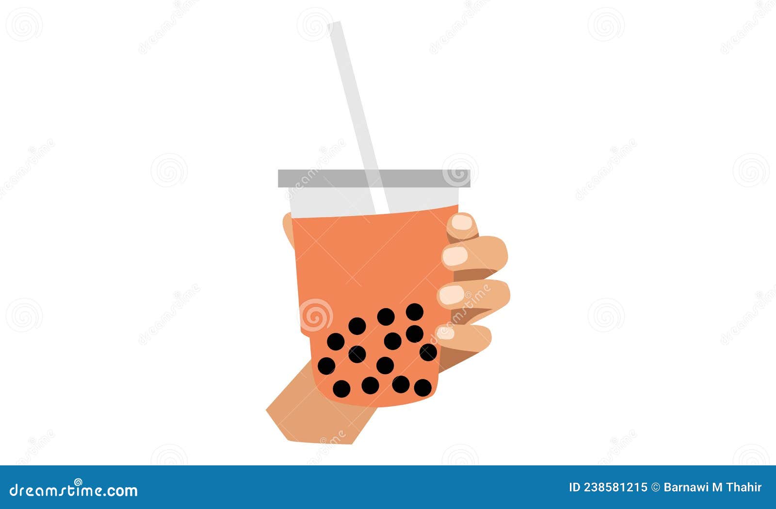 Hand holding milk tea boba stock vector. Illustration of isolated ...