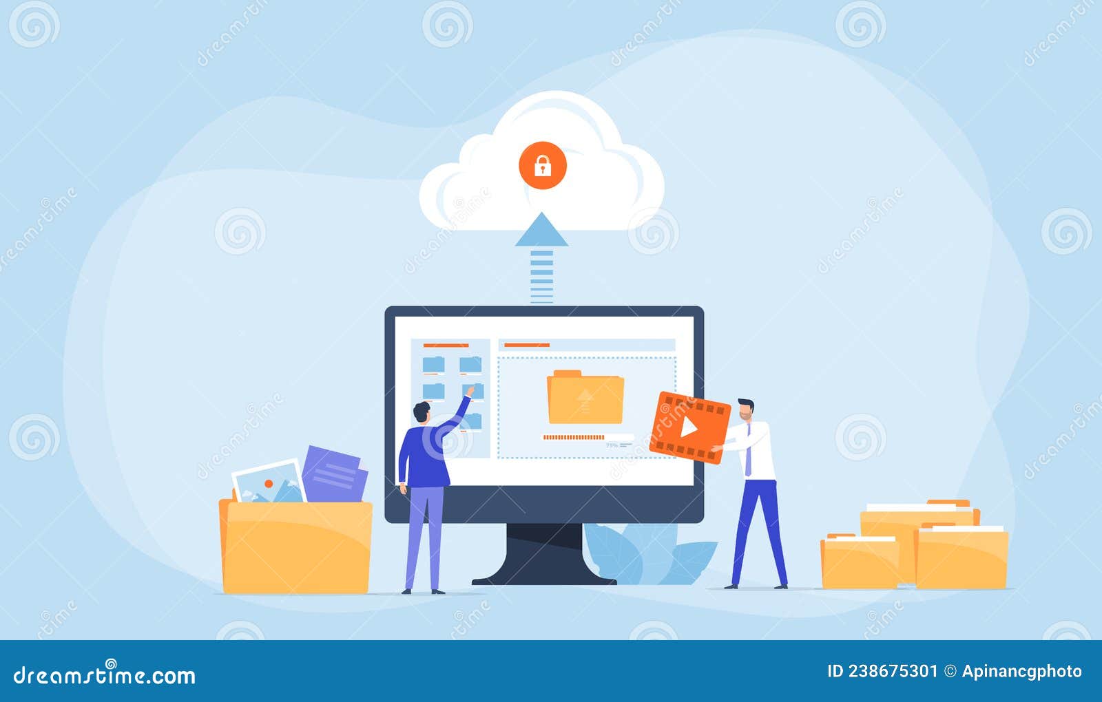 Business Flat Vector Design Technology File Upload Backup on Cloud ...