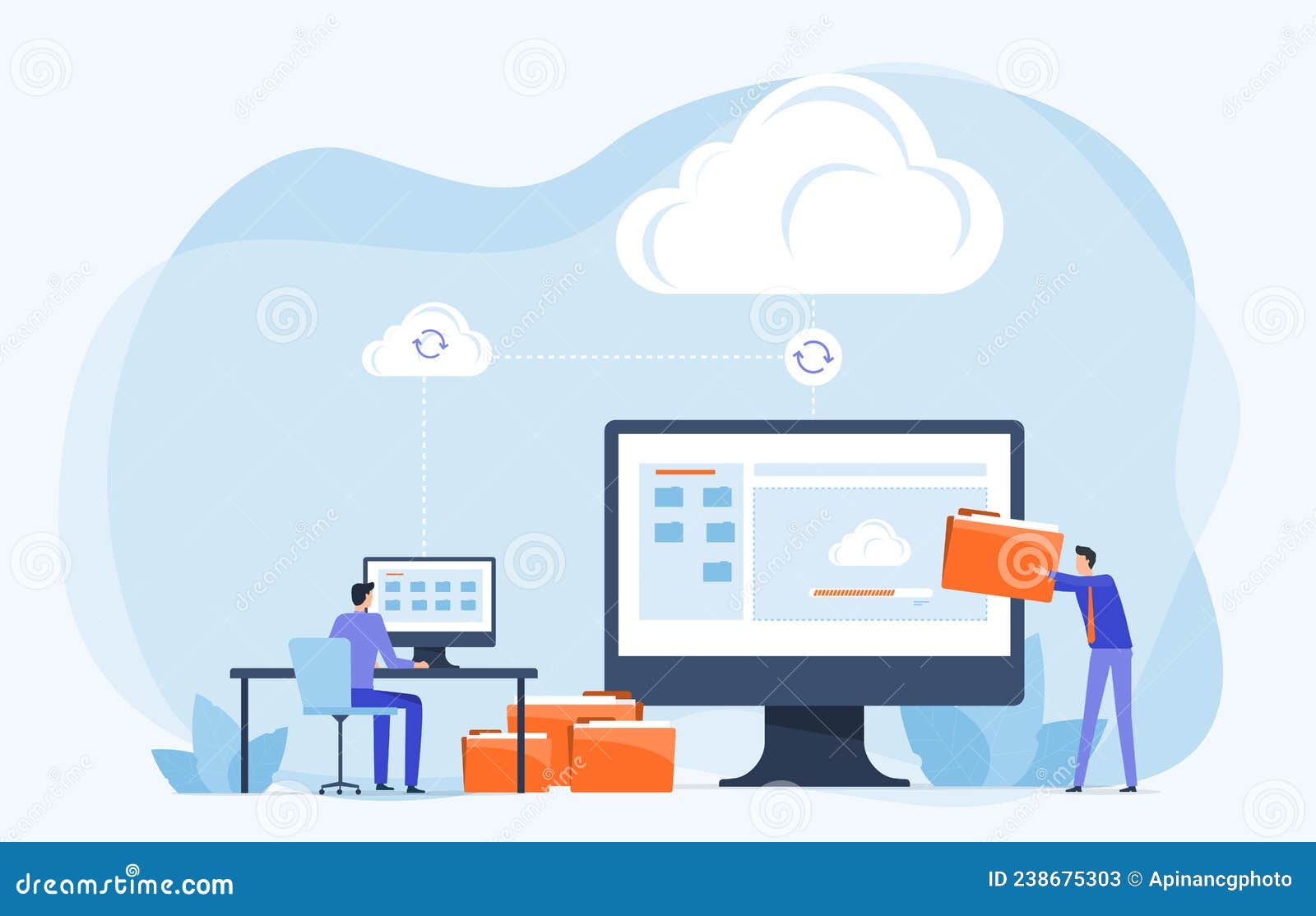 Business Flat Vector Design Technology File Upload Backup on Cloud ...