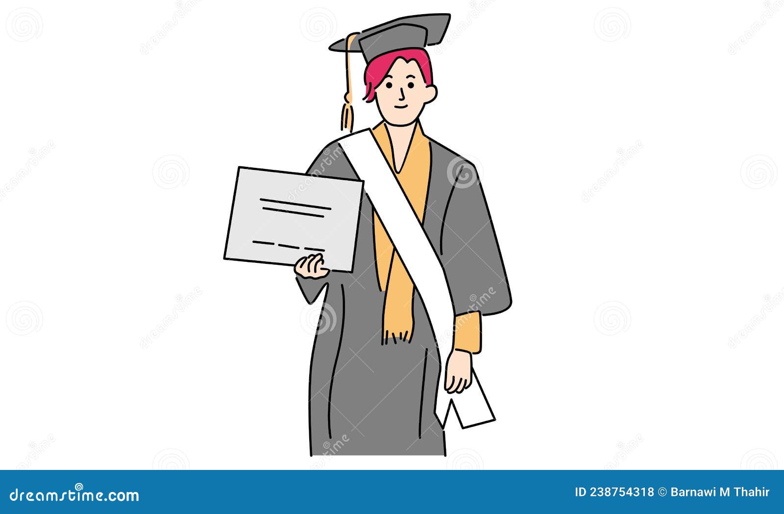 Graduation woman stock vector. Illustration of drawn - 238754318