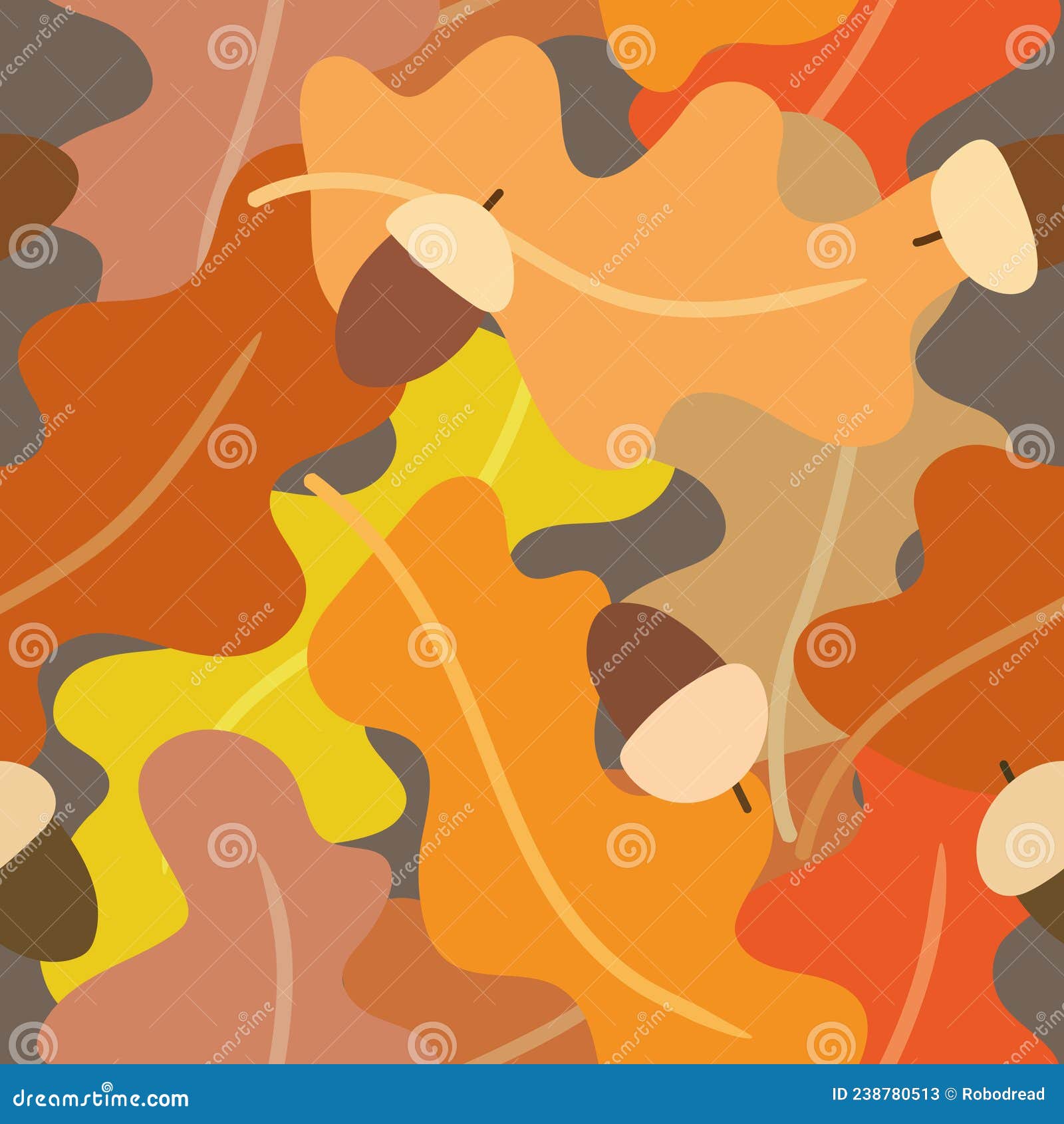 Decorative Background with Oak Plant Parts, Seamless Pattern Stock ...