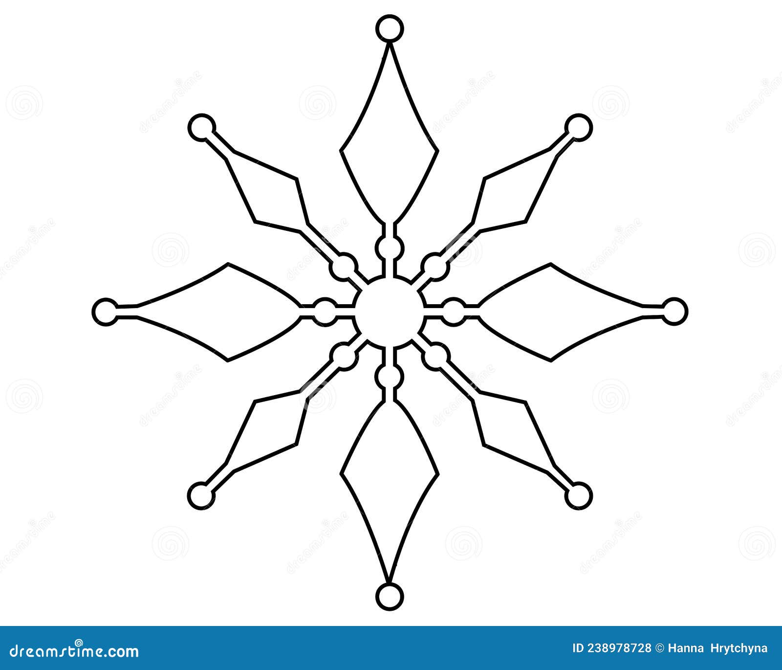 Snowflake, Crystal of Frozen Water - Vector Line Art Picture for ...
