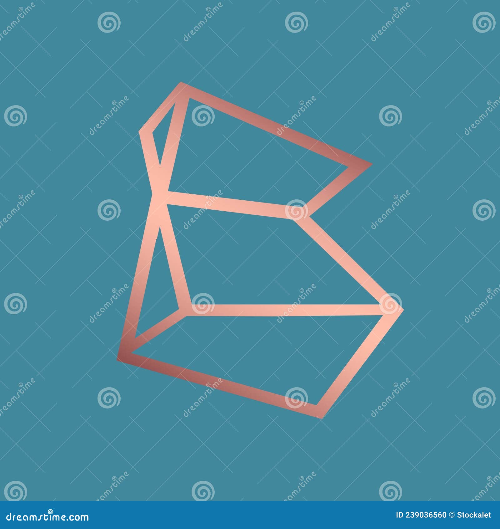 Letter B Logo. Geometric Shape, 3d Alphabet Initial. Rose Gold Color ...