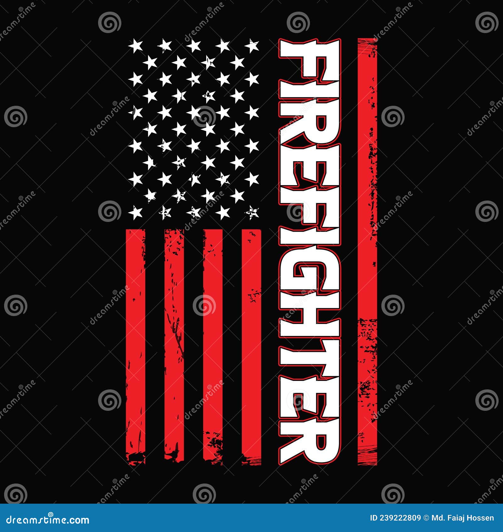 American Flag with Firefighter Template Stock Vector - Illustration of ...