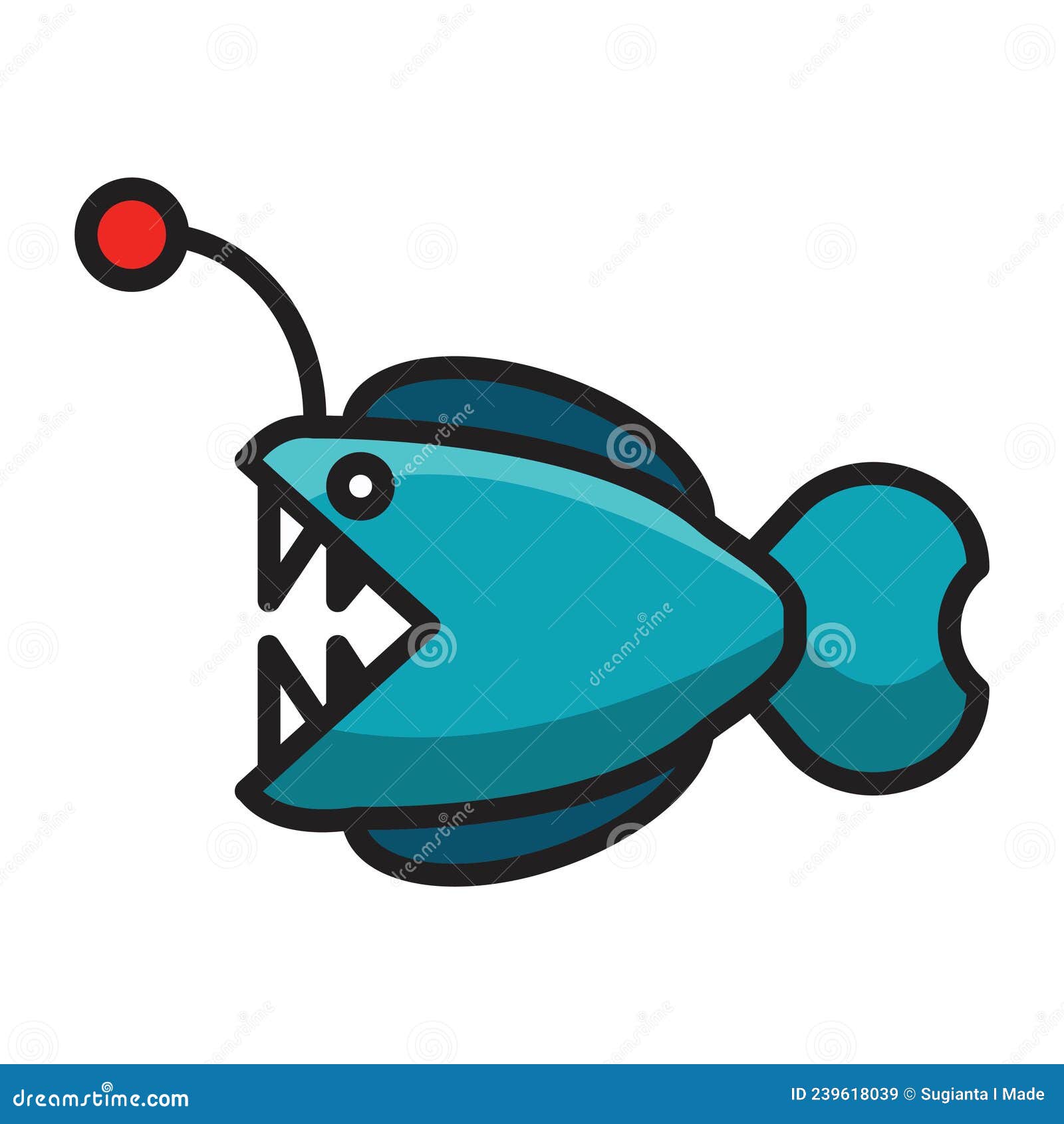 Angler Fish Color Icon Logo Vecto, Stock Vector - Illustration of ...