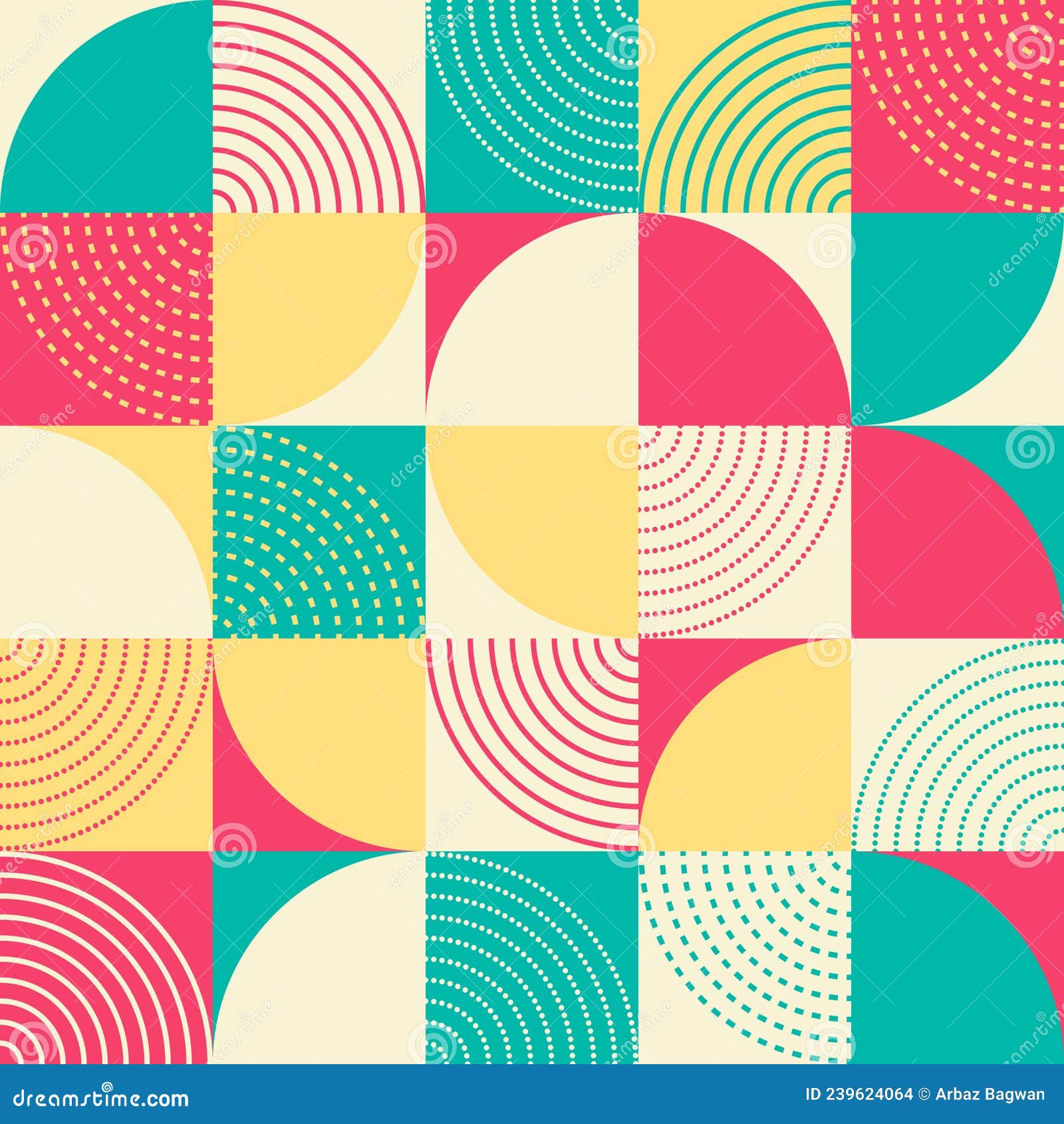 Geometric Circle Line Graphic Shapes Seamless Pattern Stock Vector ...