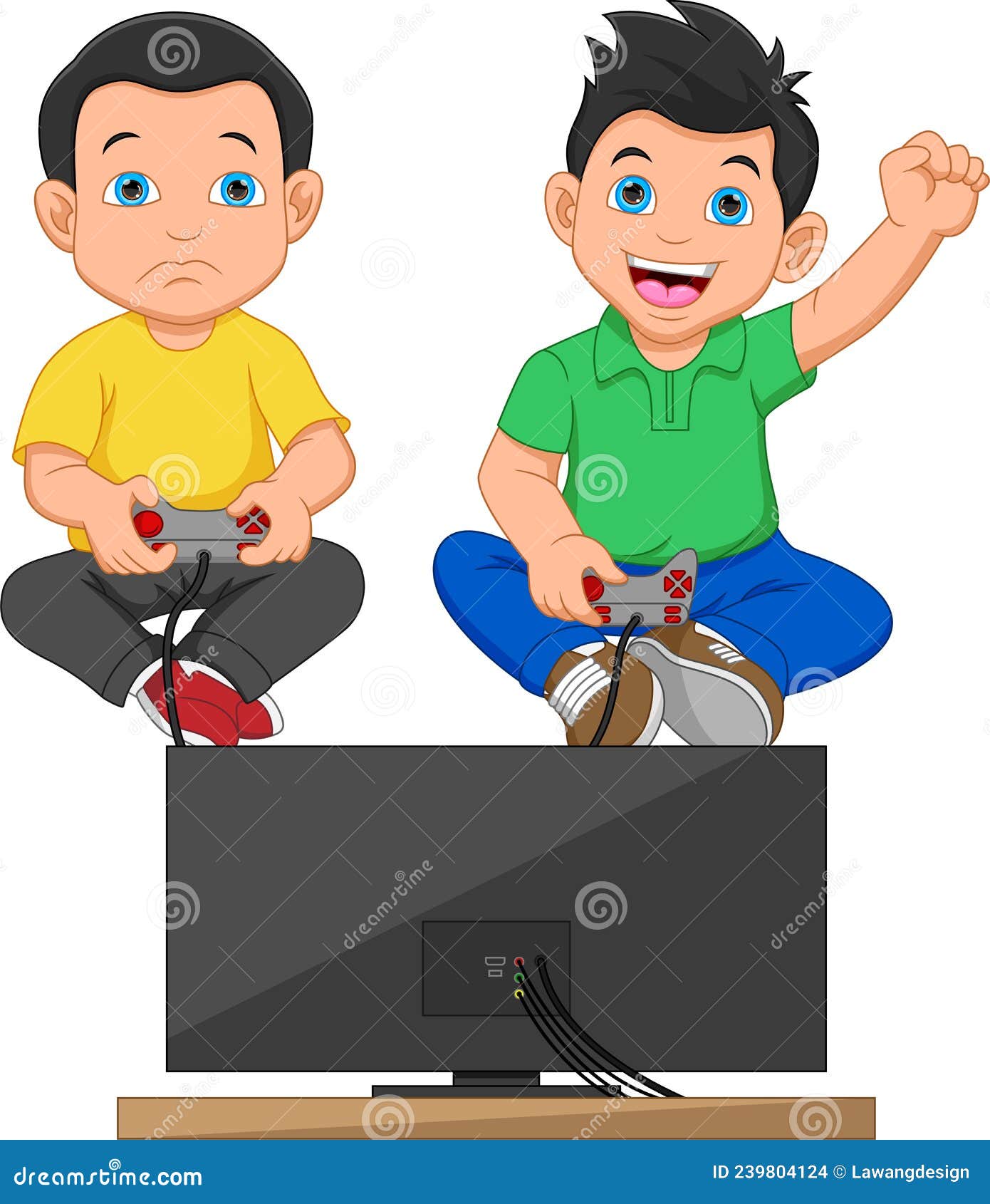 Two Boys Playing Video Games Stock Vector - Illustration of console ...