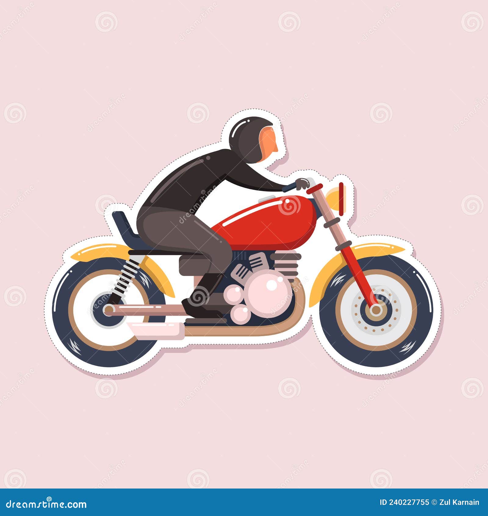 Sticker Rider Motorcycle Image Sticker Flat Vector Illustration and ...