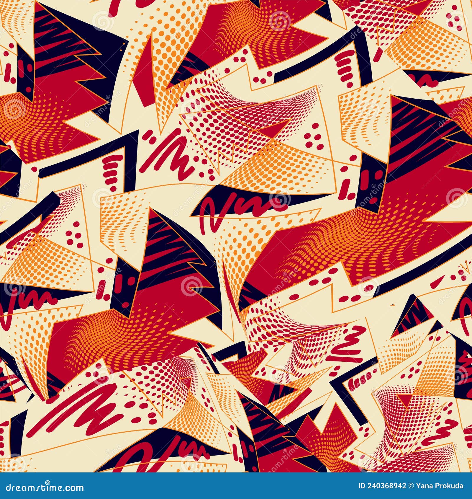 Seamless Abstract Urban Pattern with Curved Geometry Elements Stock ...