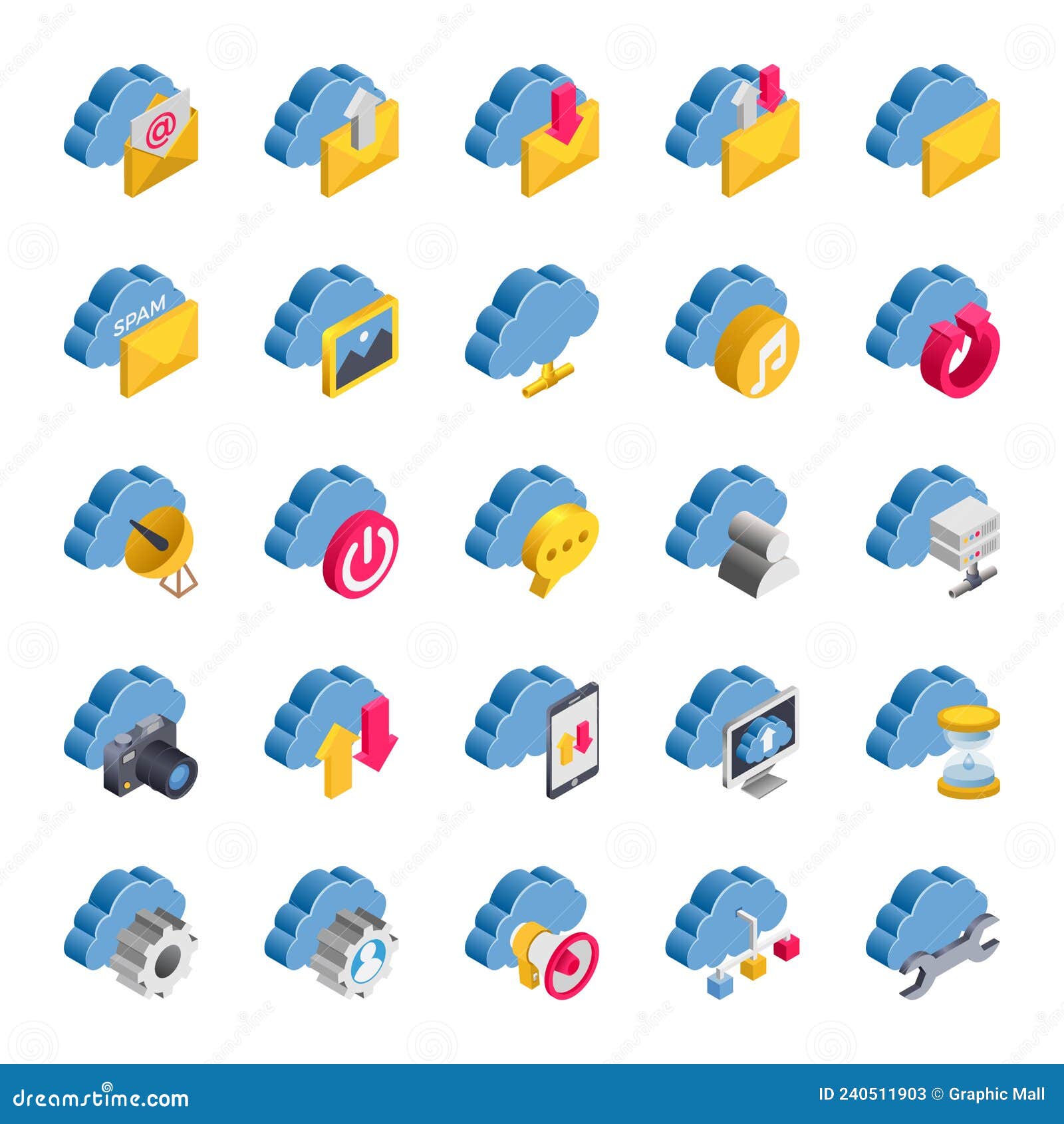 Isometric 3d Icons for Cloud Computing. Stock Vector - Illustration of ...