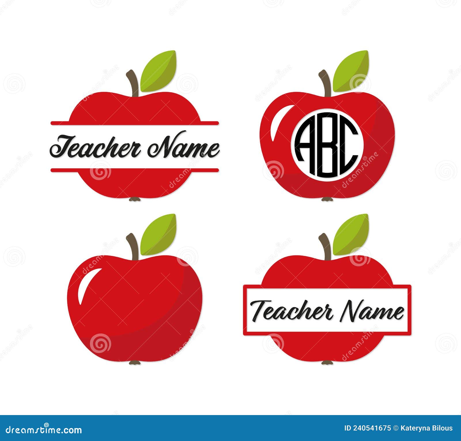 Apple Frame Teacher Monogram Back To School Stock Vector - Illustration ...