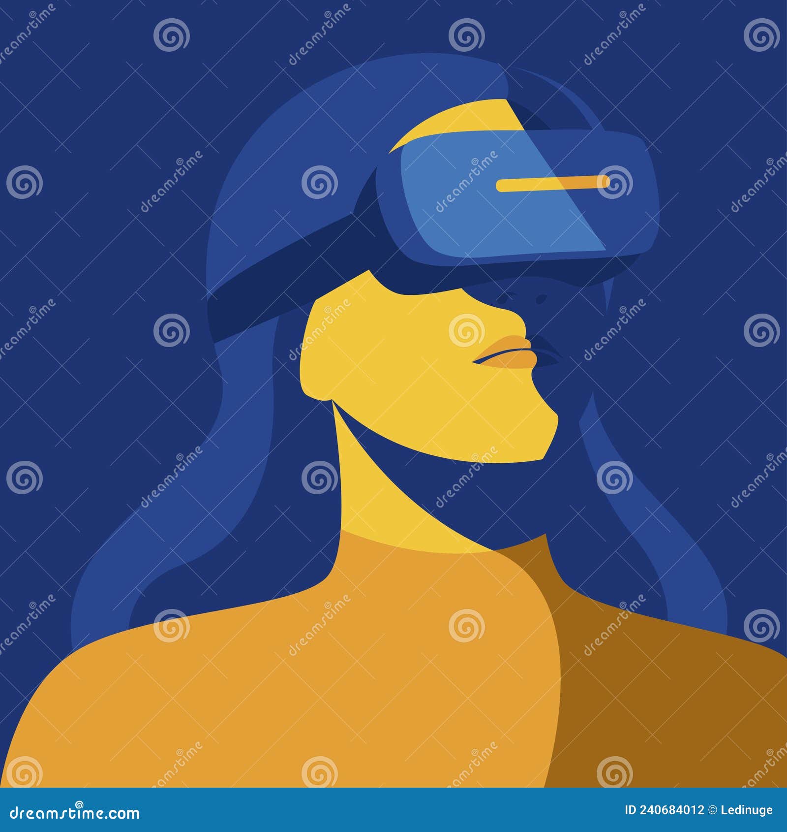 Profile Picture Woman Using Virtual Reality Headset. Stock Vector ...