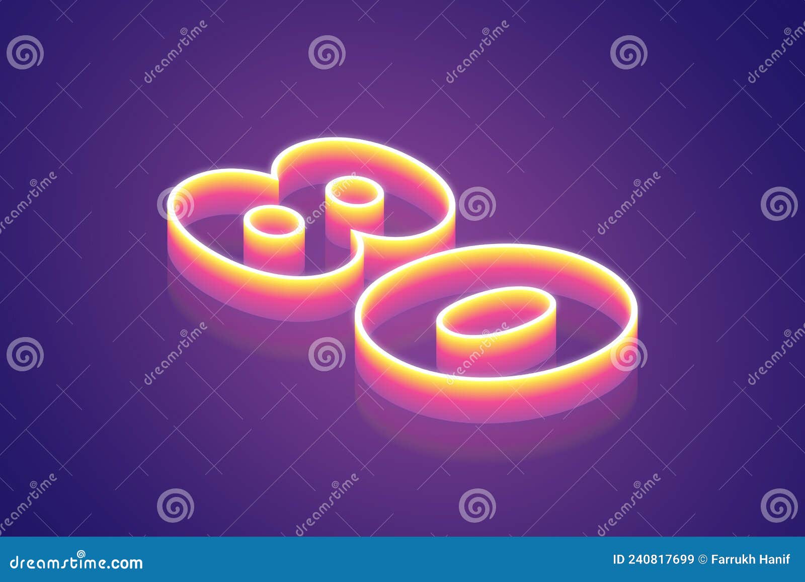 3d Render 80 Number the Best Digital Symbol Illustration Stock ...