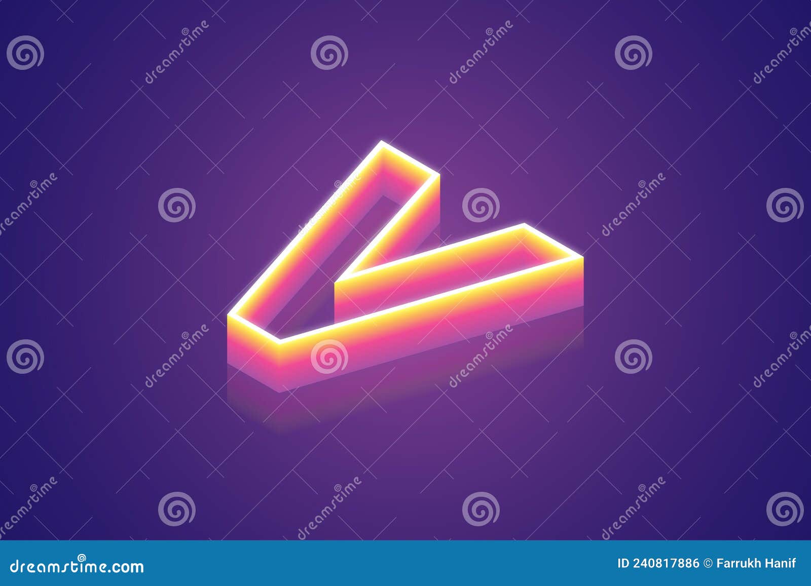 3d Render Letter V Isometric Shape on Blue Purple Background Stock ...