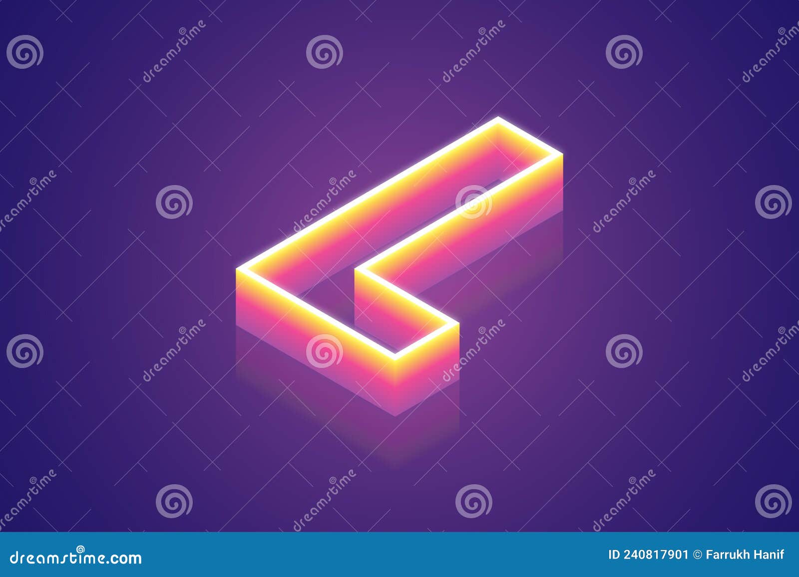 3d Render Letter L Isometric Shape on Blue Purple Background Stock ...