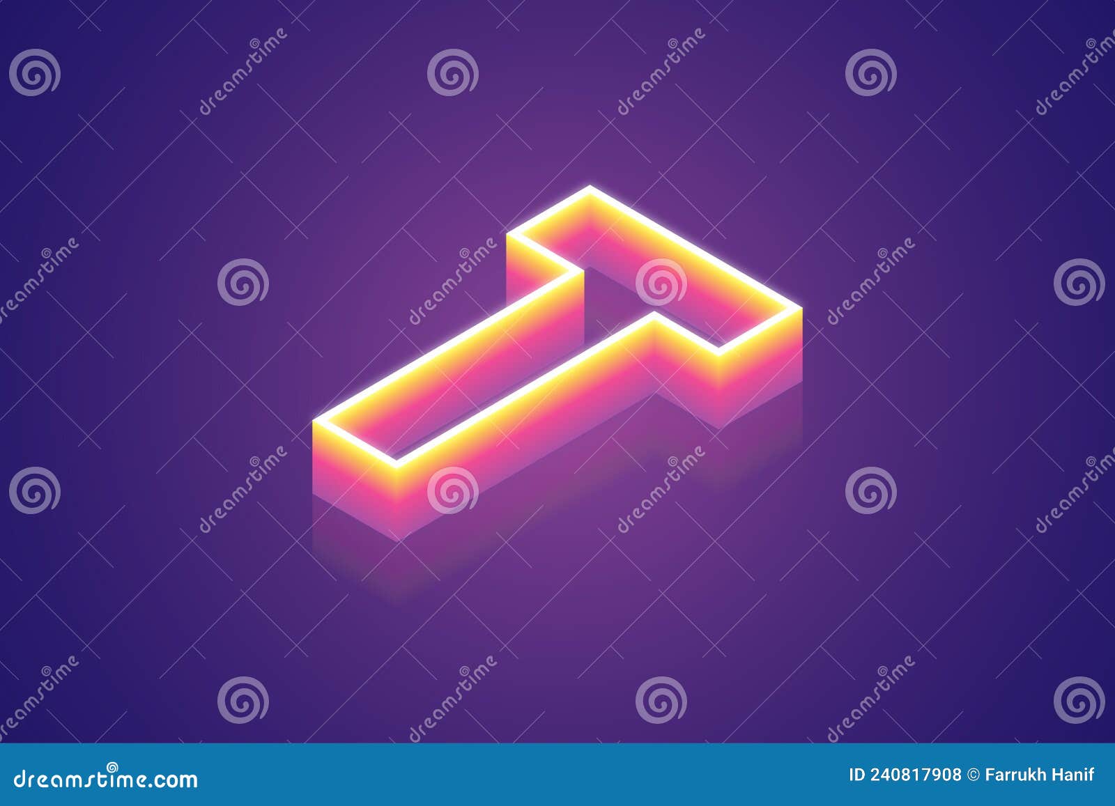 3d Render Letter T Isometric Shape on Blue Purple Background Stock ...