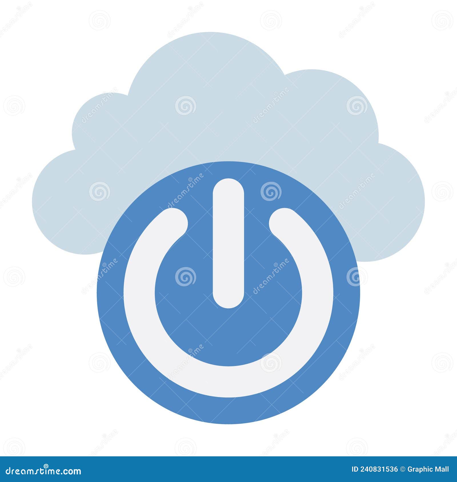 Cloud Power Button - Flat Color Icon. Stock Vector - Illustration of ...