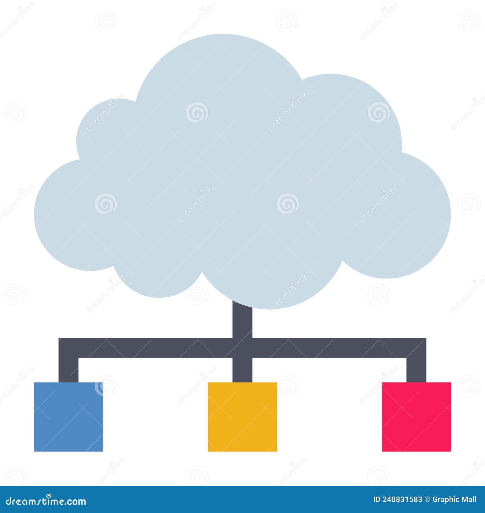 Cloud Network - Flat Color Icon. Stock Vector - Illustration of cloud ...