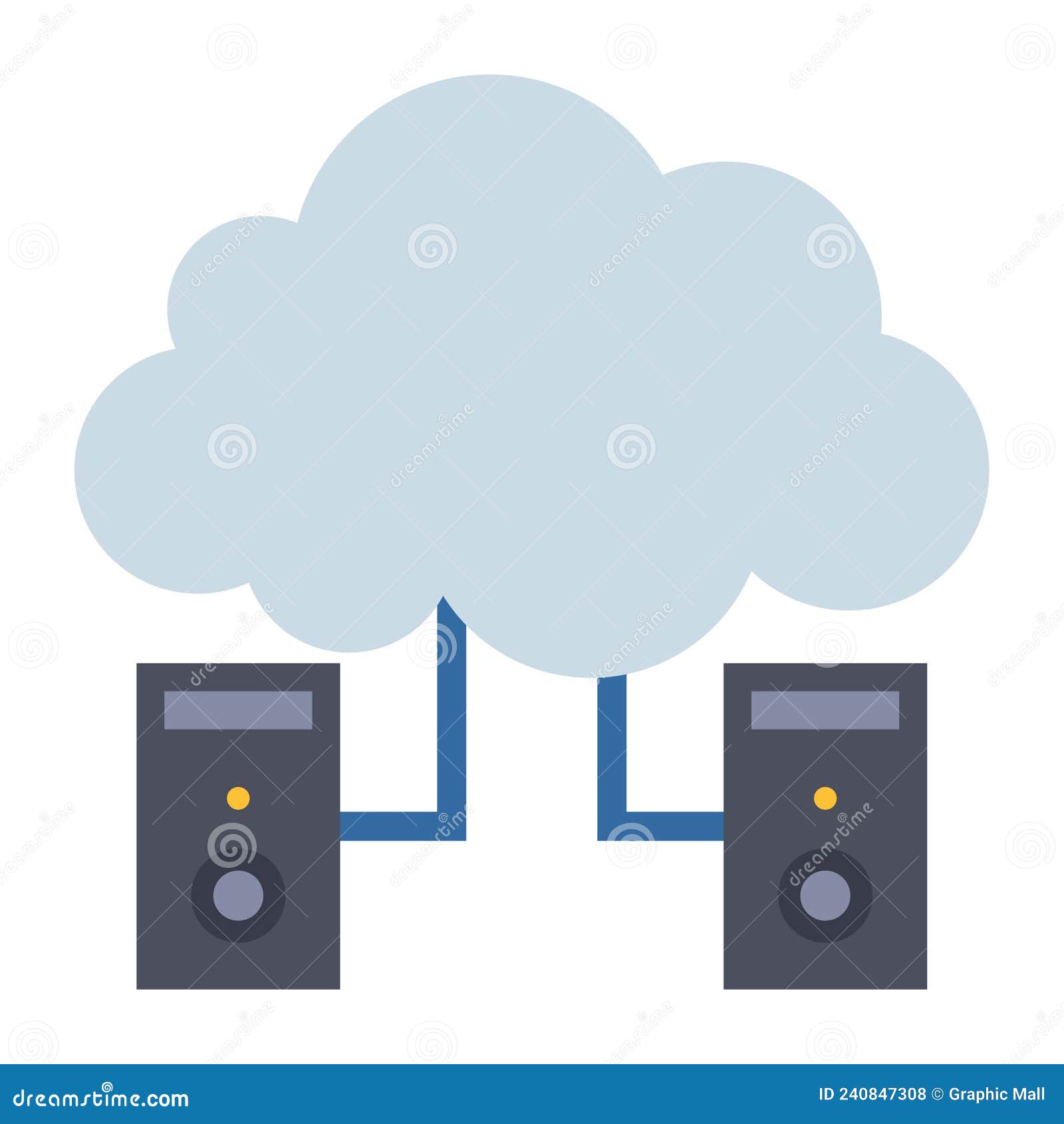 Cloud Server Connection - Flat Color Icon. Stock Vector - Illustration ...