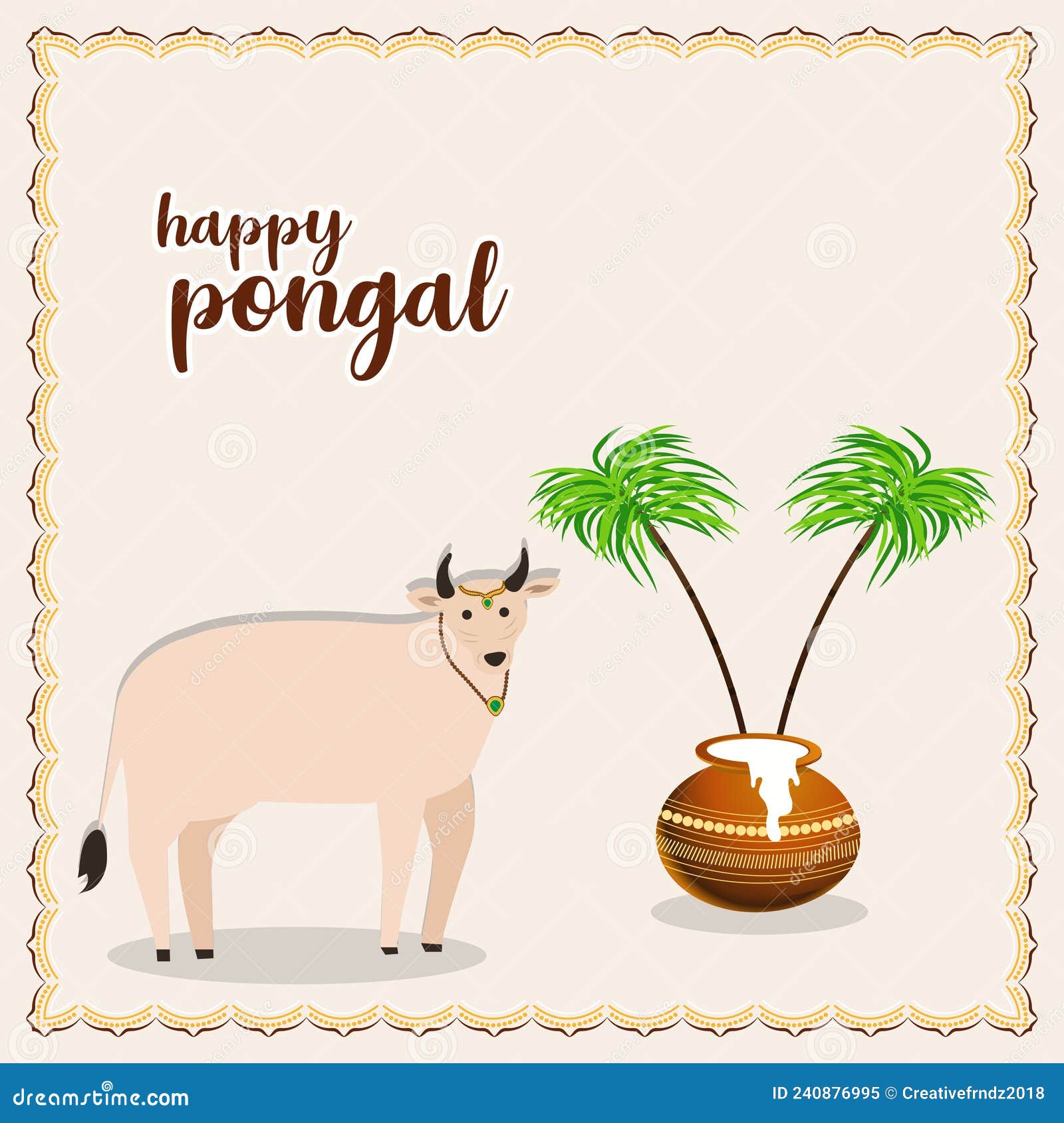 Pongal Festival Greeting Card Design Stock Vector - Illustration of ...