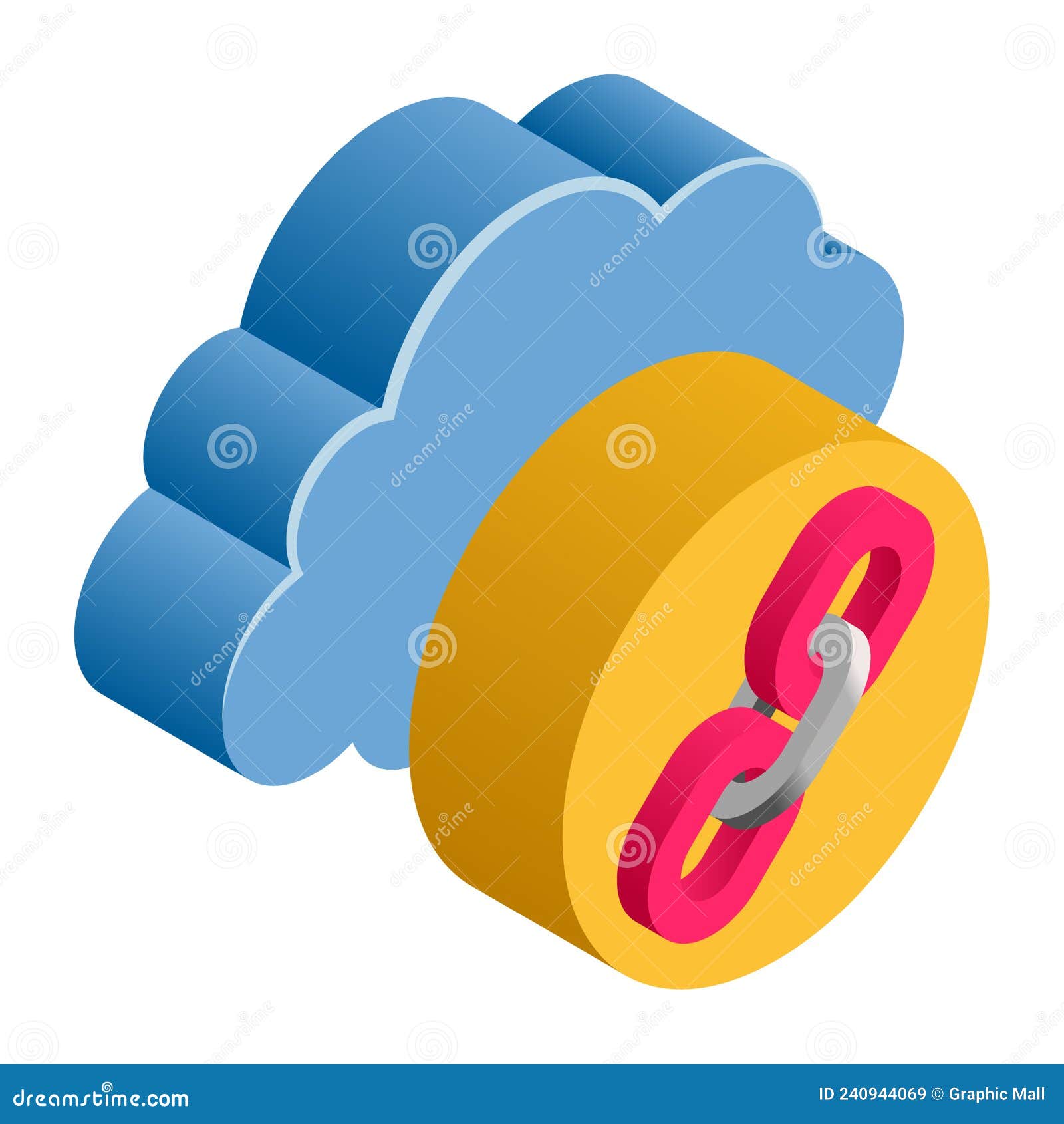 Cloud Link - Isometric 3d Illustration. Stock Illustration ...