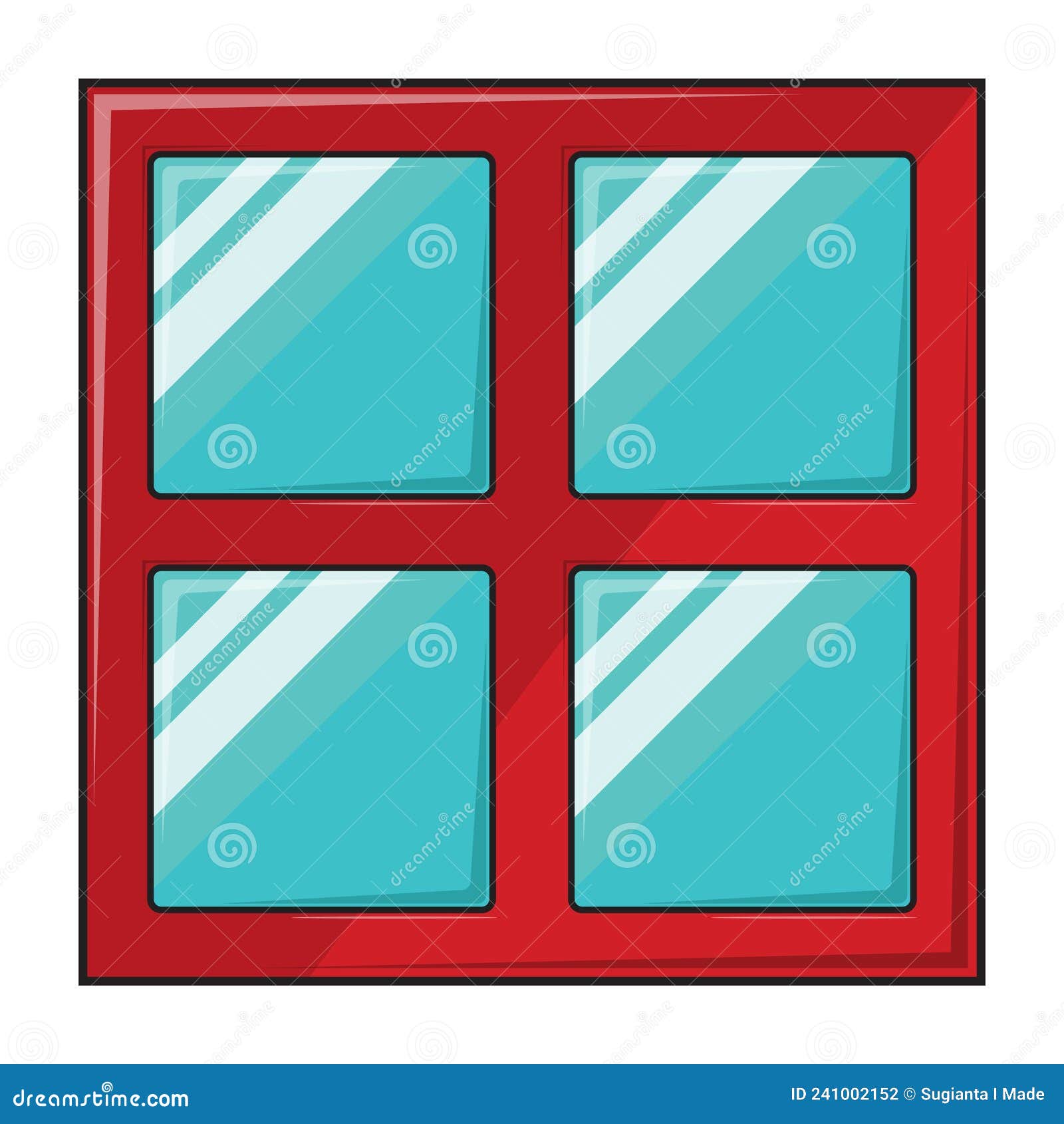 Red window cartoon stock vector. Illustration of home - 241002152
