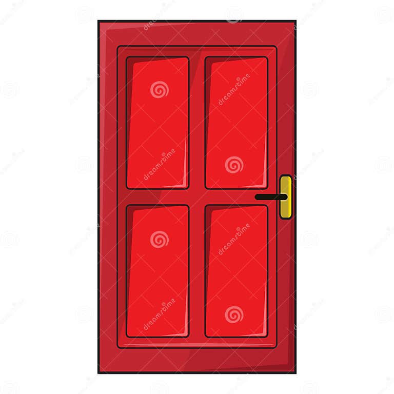 Red door cartoon stock vector. Illustration of house - 241002211