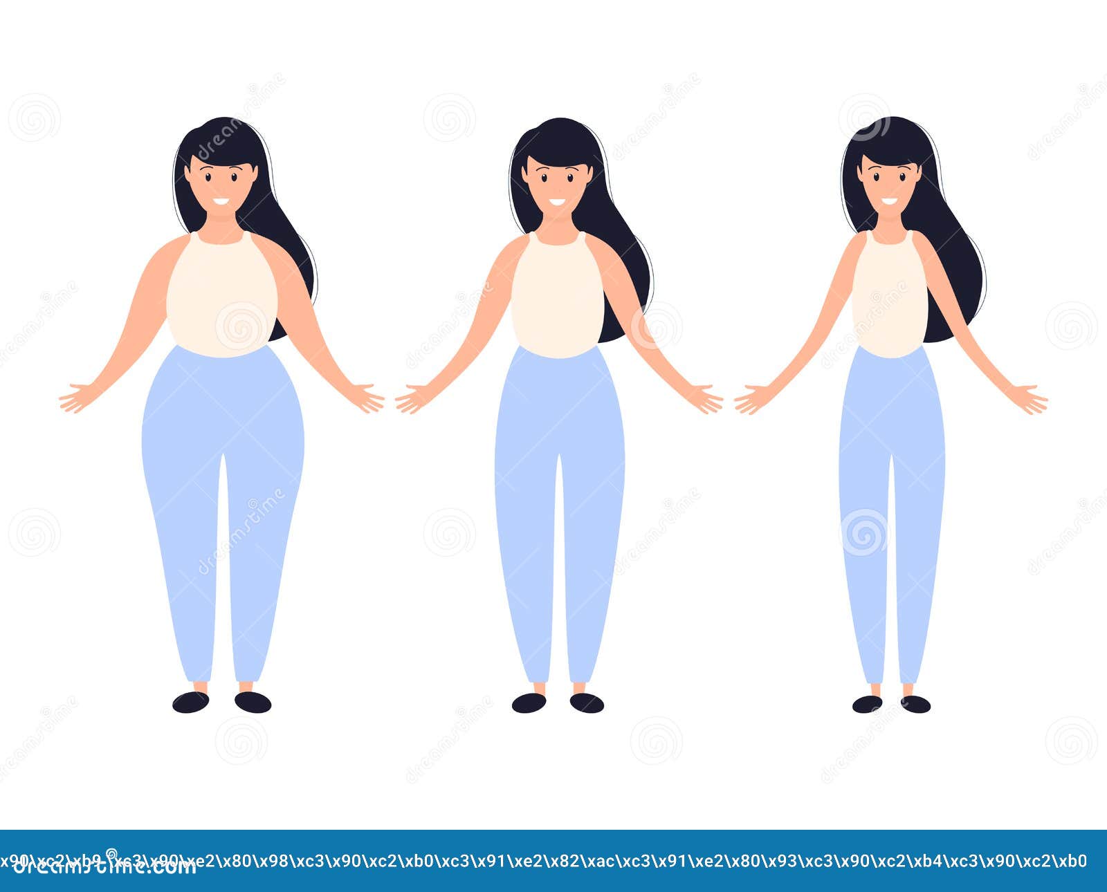 Three Type Women Figure Fat, Slim and Thin. Stock Illustration ...