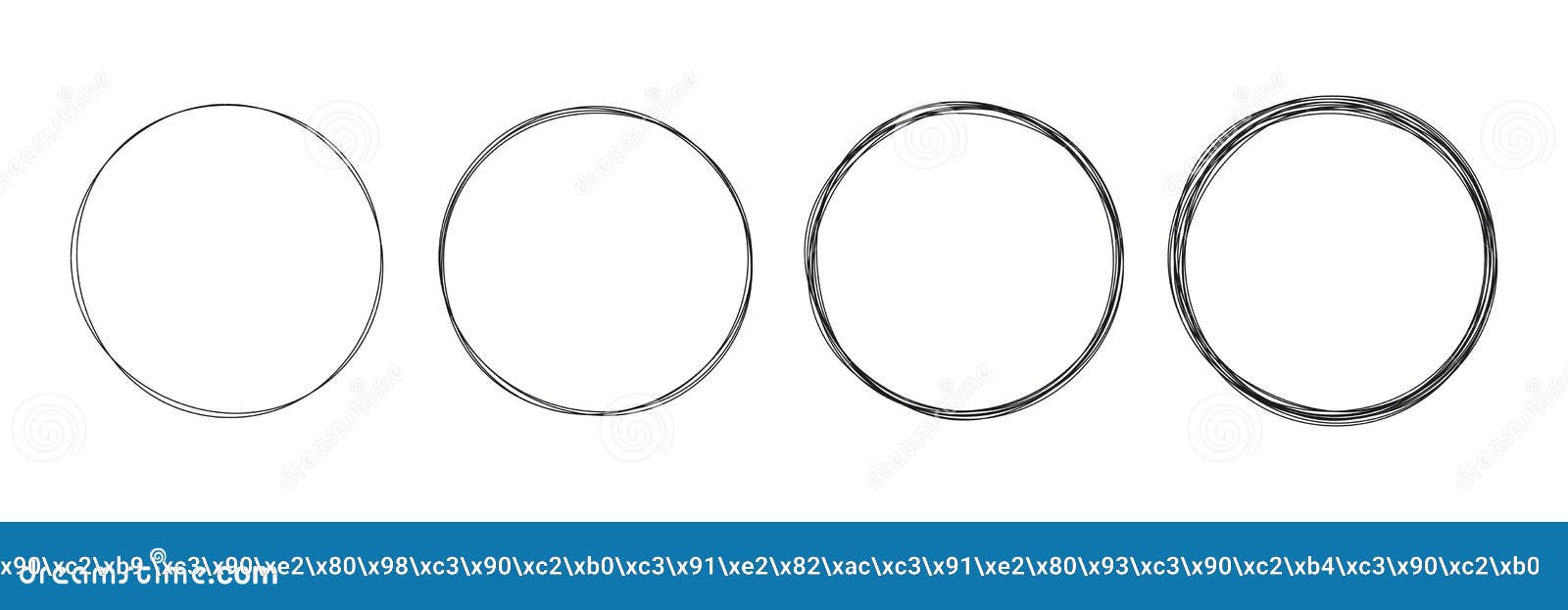 Set of Continuous Line Circles. Minimalism Linear Art Collection Stock ...