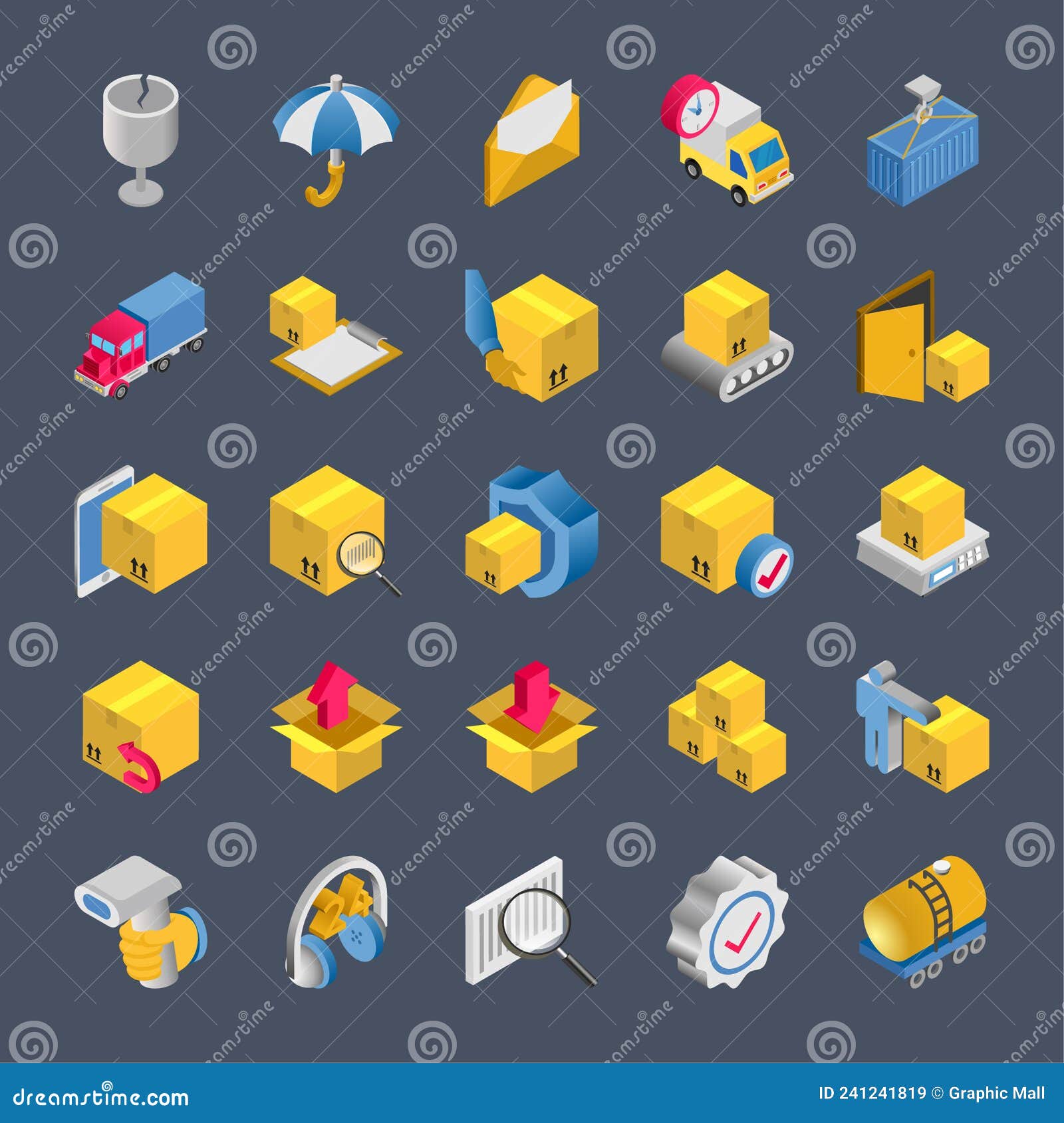 Isometric 3d Icons for Logistics Delivery. Stock Vector - Illustration ...