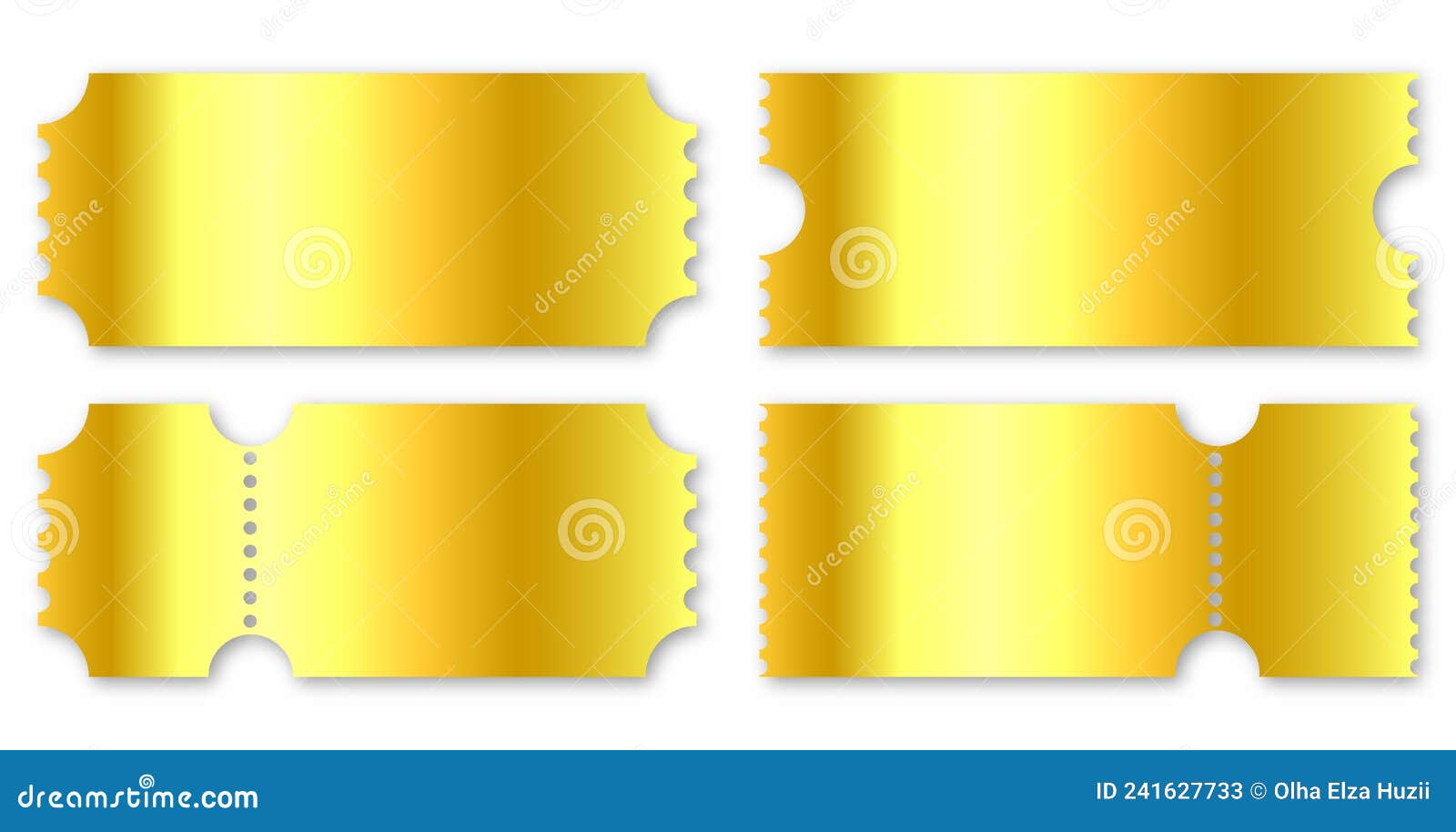 Set of Golden Tickets. Set Blank Ticket Template Stock Vector ...