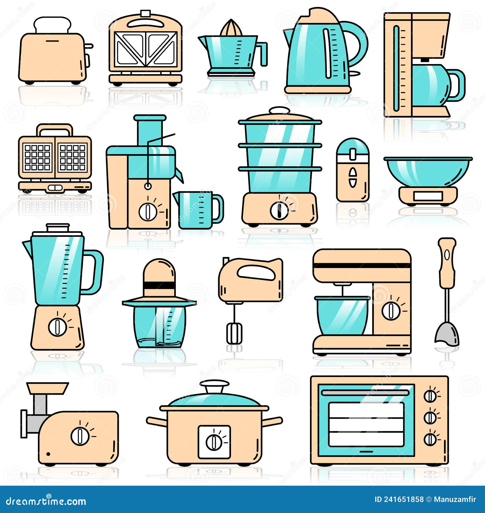 Kitchen Appliances Icon Set. Vector Color Symbols with Editable Stroke ...