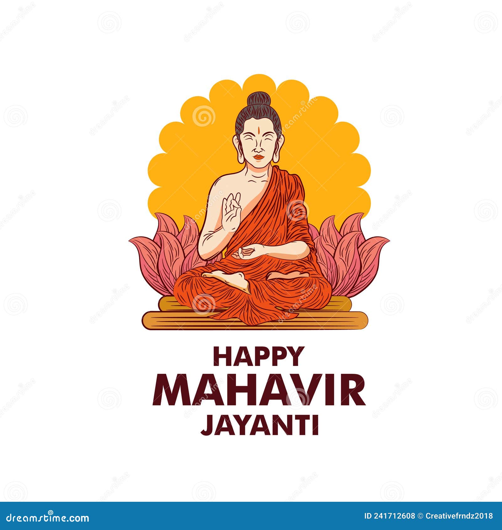 Mahavir Jayanti Poster Template Indian Festival Cartoon Vector ...