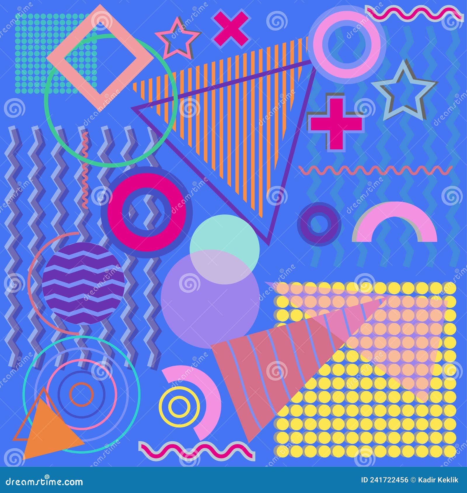 90s Memphis Design with Simple Geometrical Shapes Stock Vector ...