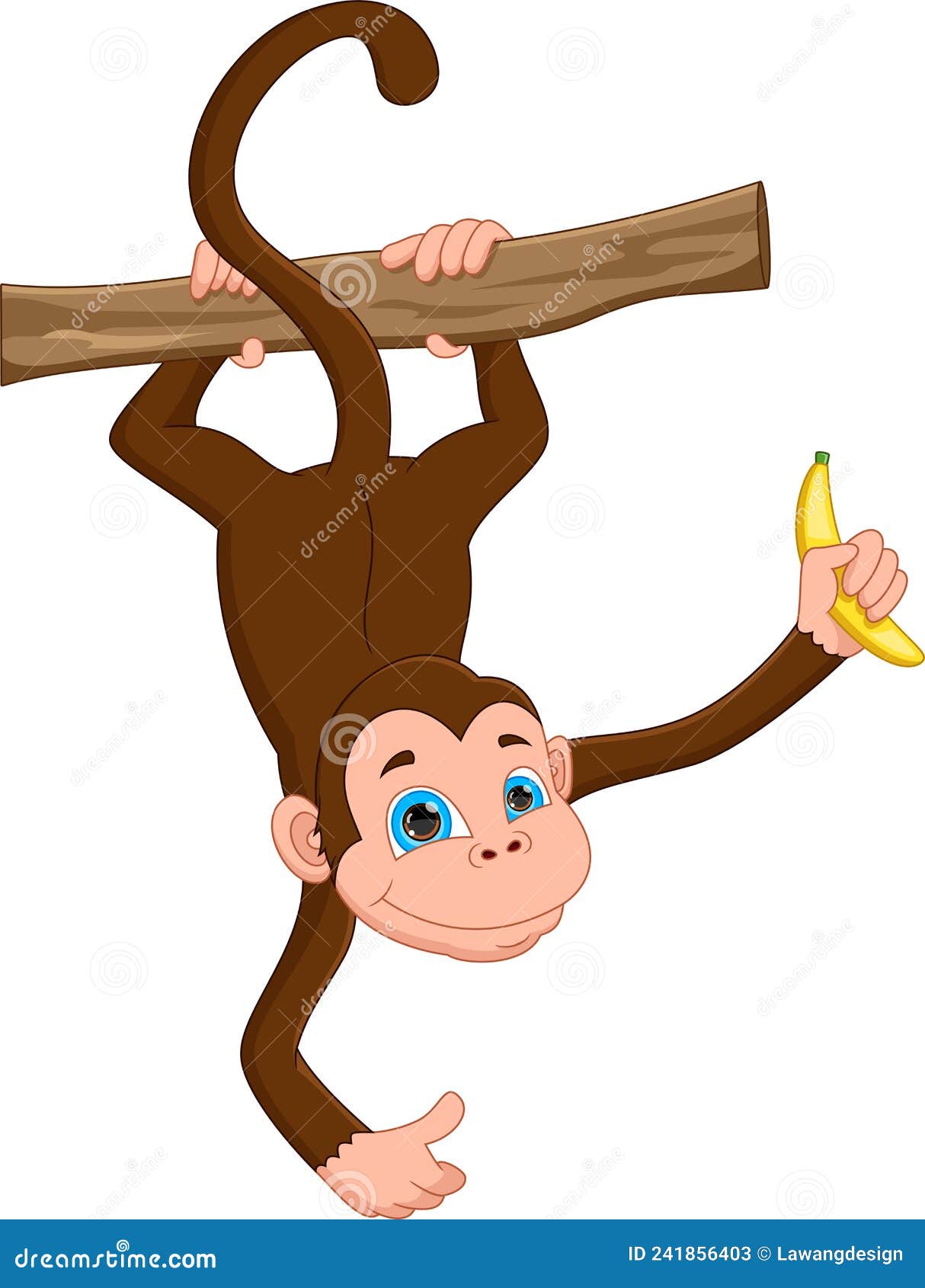 Cartoon Cartoon Cute Monkey Holding Banana Stock Vector - Illustration ...