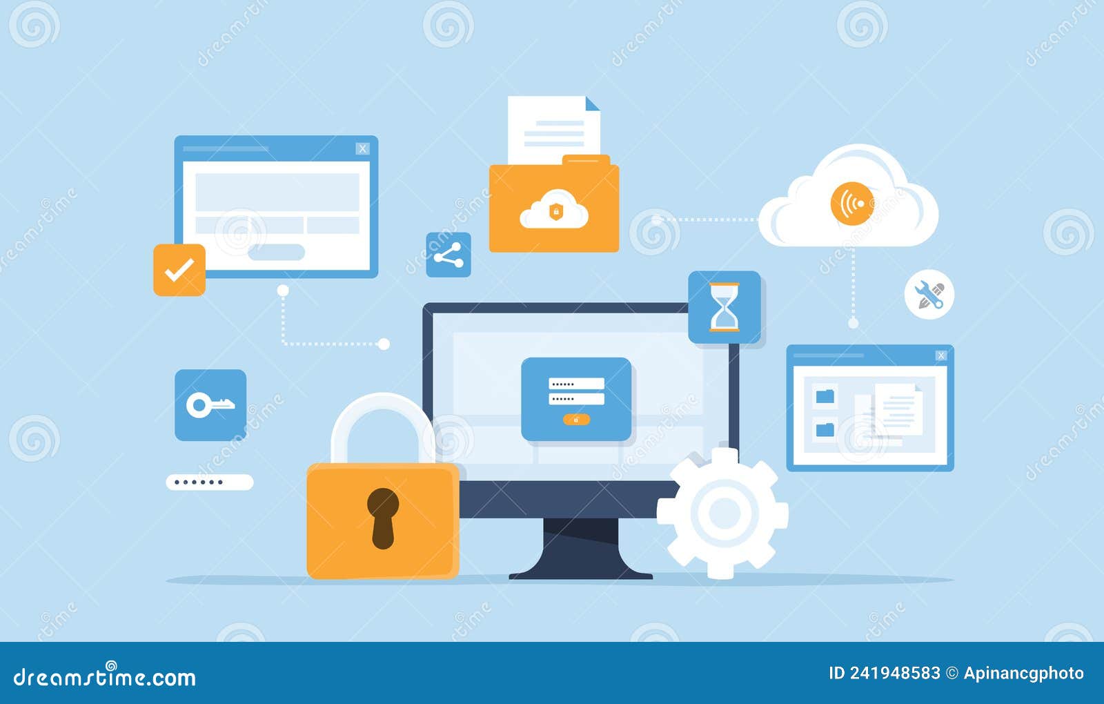 Business Technology Cloud Computing Service And Technology File Upload Backup On Cloud Server